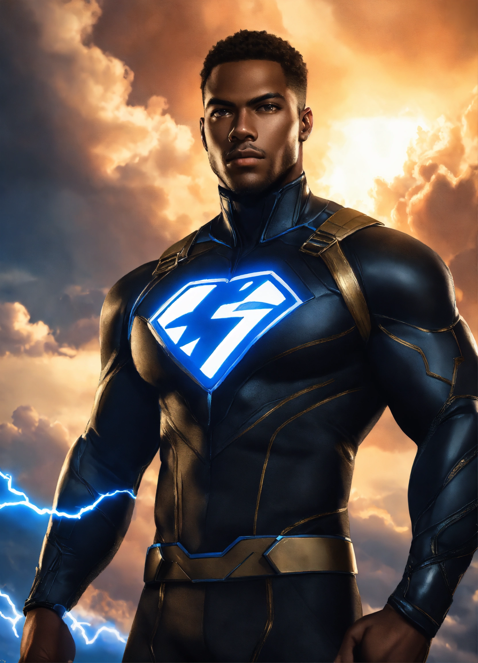 Lexica - Black hero, a strong handsome young black super hero man dark ...