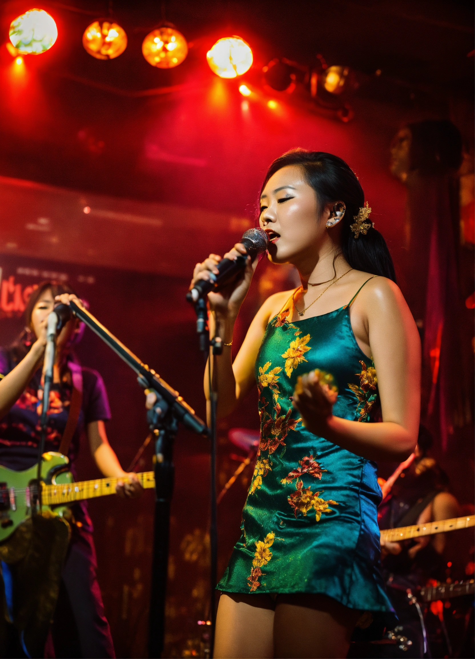 Lexica - Female Vietnamese reggae singer performing with a band at a ...