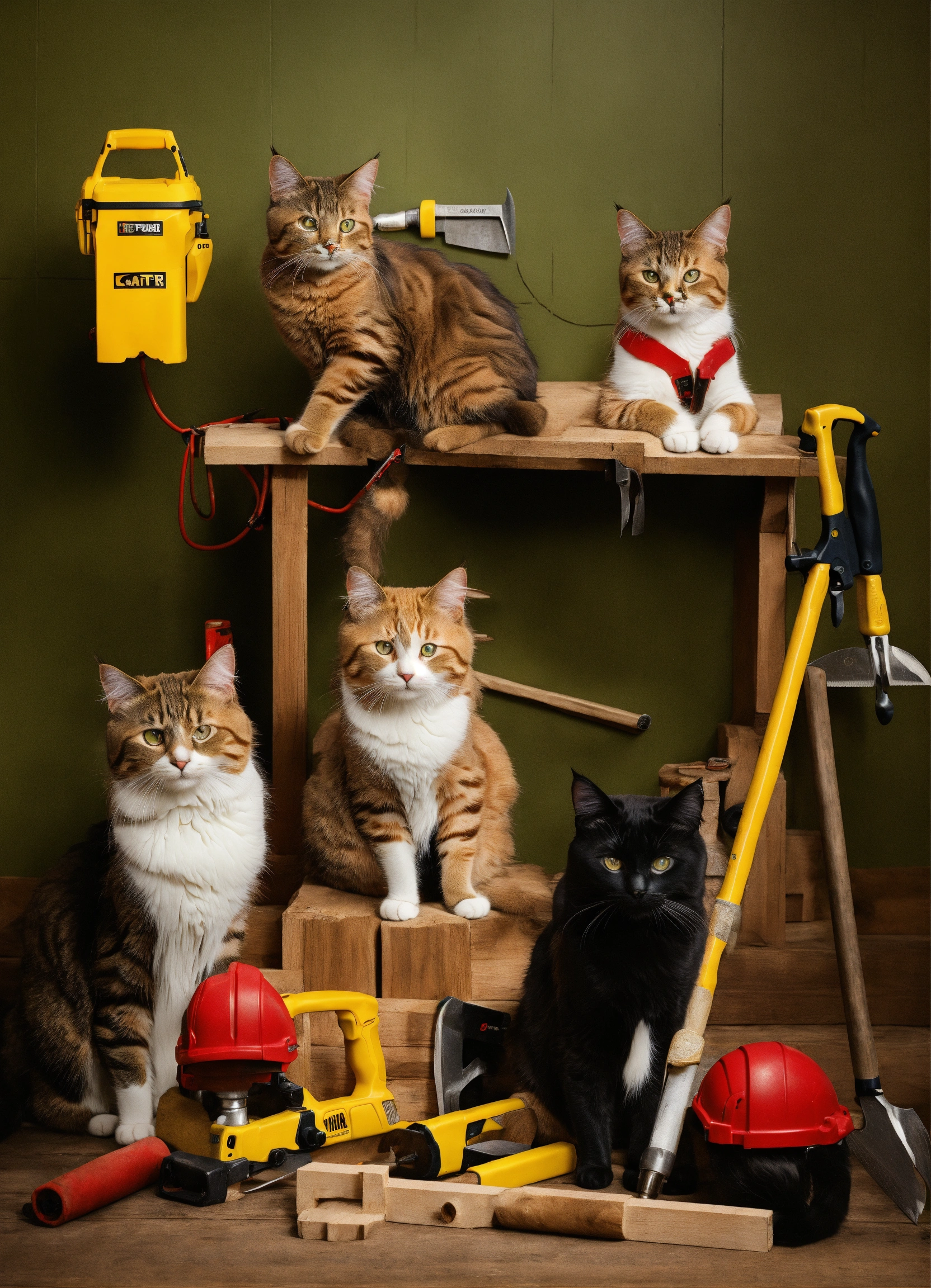 Lexica - Cats Wearing Carpenter tools.