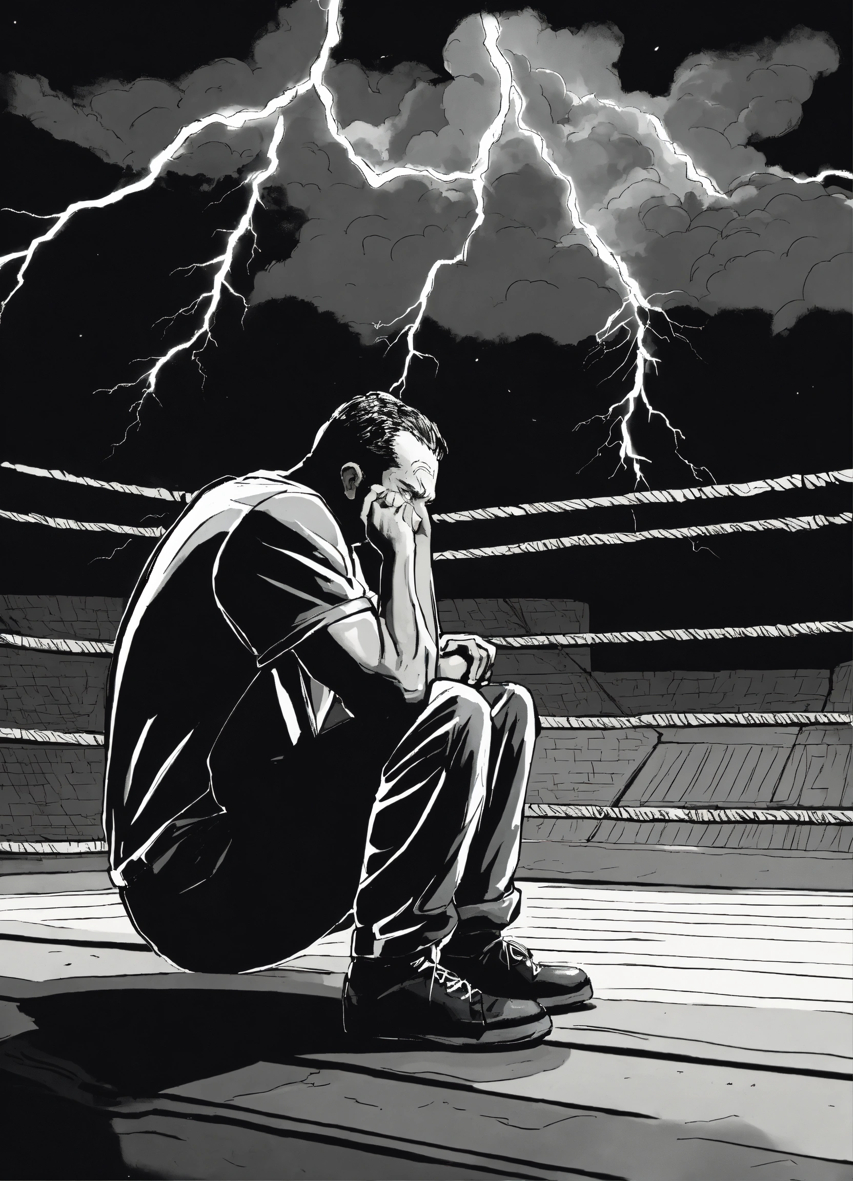 Lexica - A black and white illustration of an angry coach, sad, crying ...