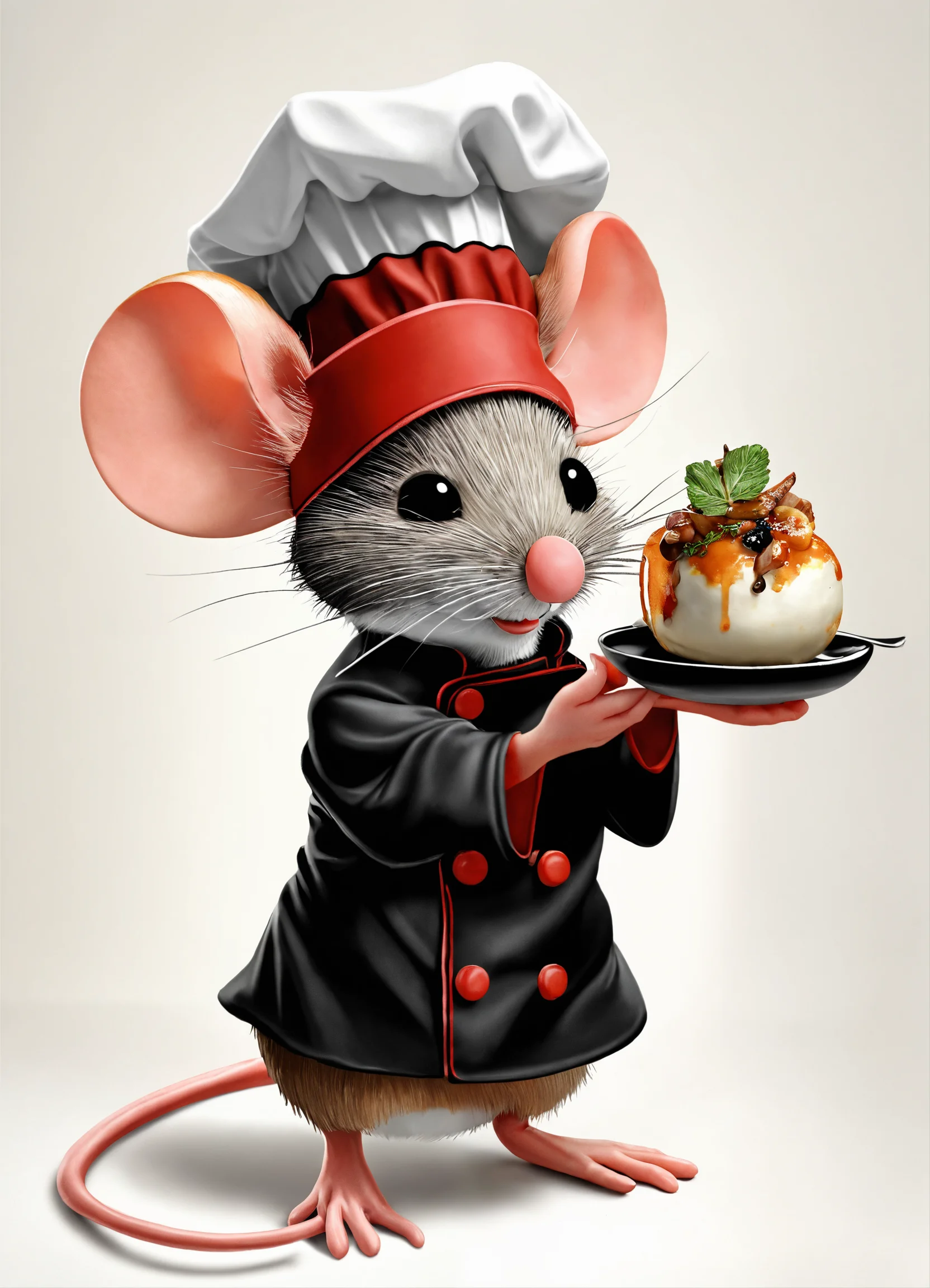 Lexica - Cute and super adorable mouse in black and red chef coat and ...