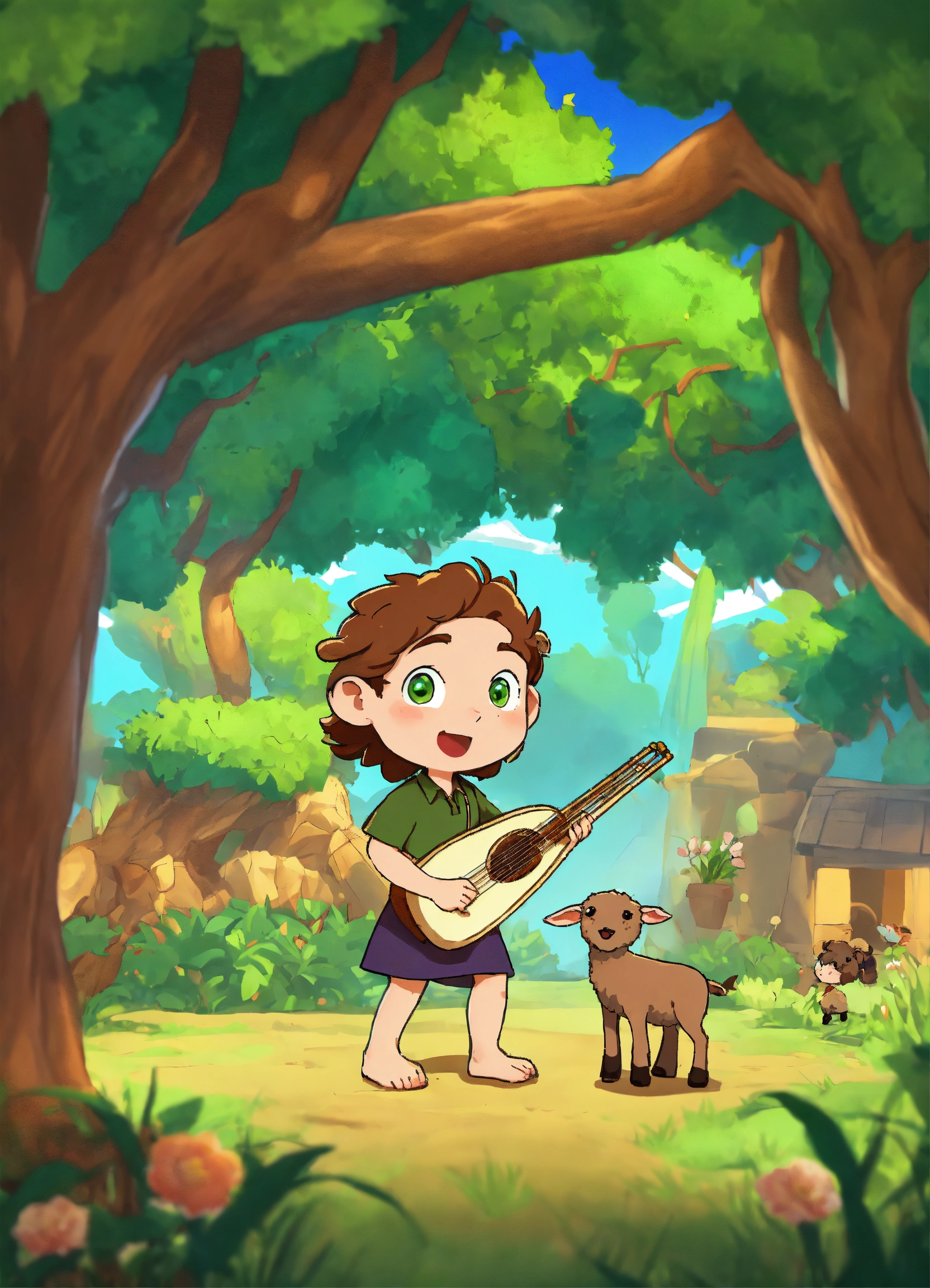 Lexica - Animation Cute boy , harp Animation , Green eyes, 15 years old ...