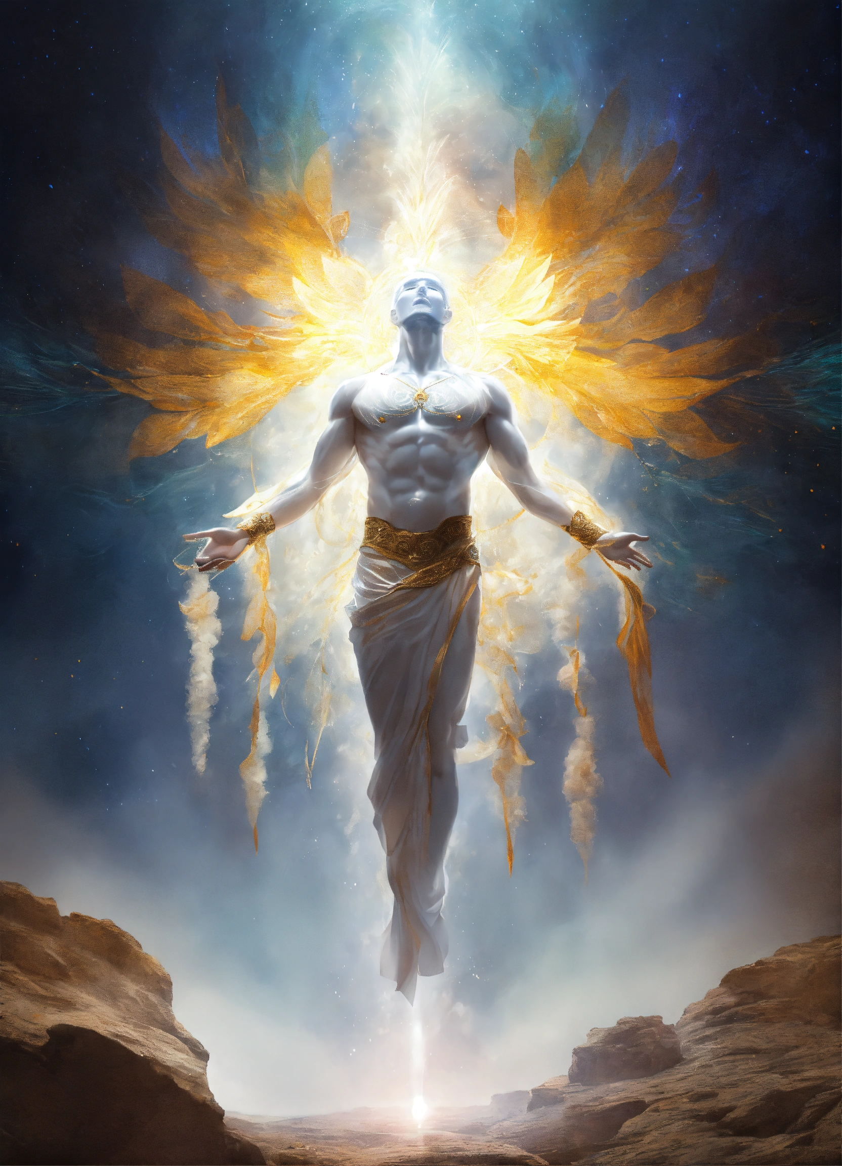 Lexica - Captivating design, spirit man ascend, The spirit being's arms ...