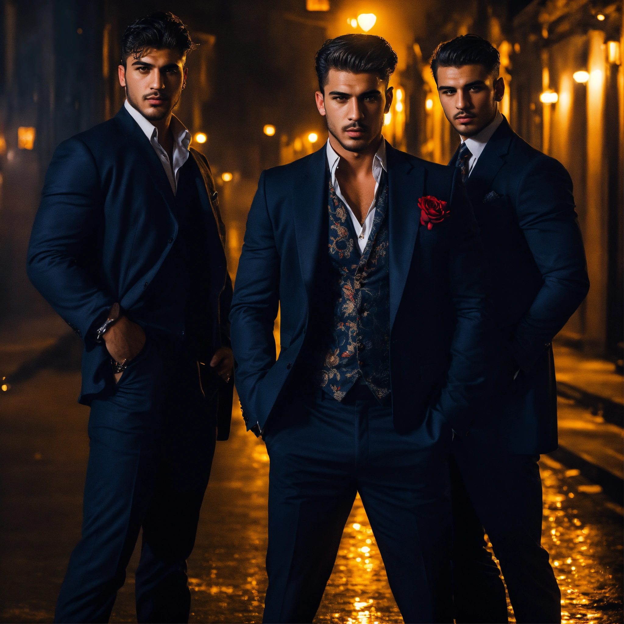 Lexica - Photograph of Three young dangerous but handsome mafia men ...