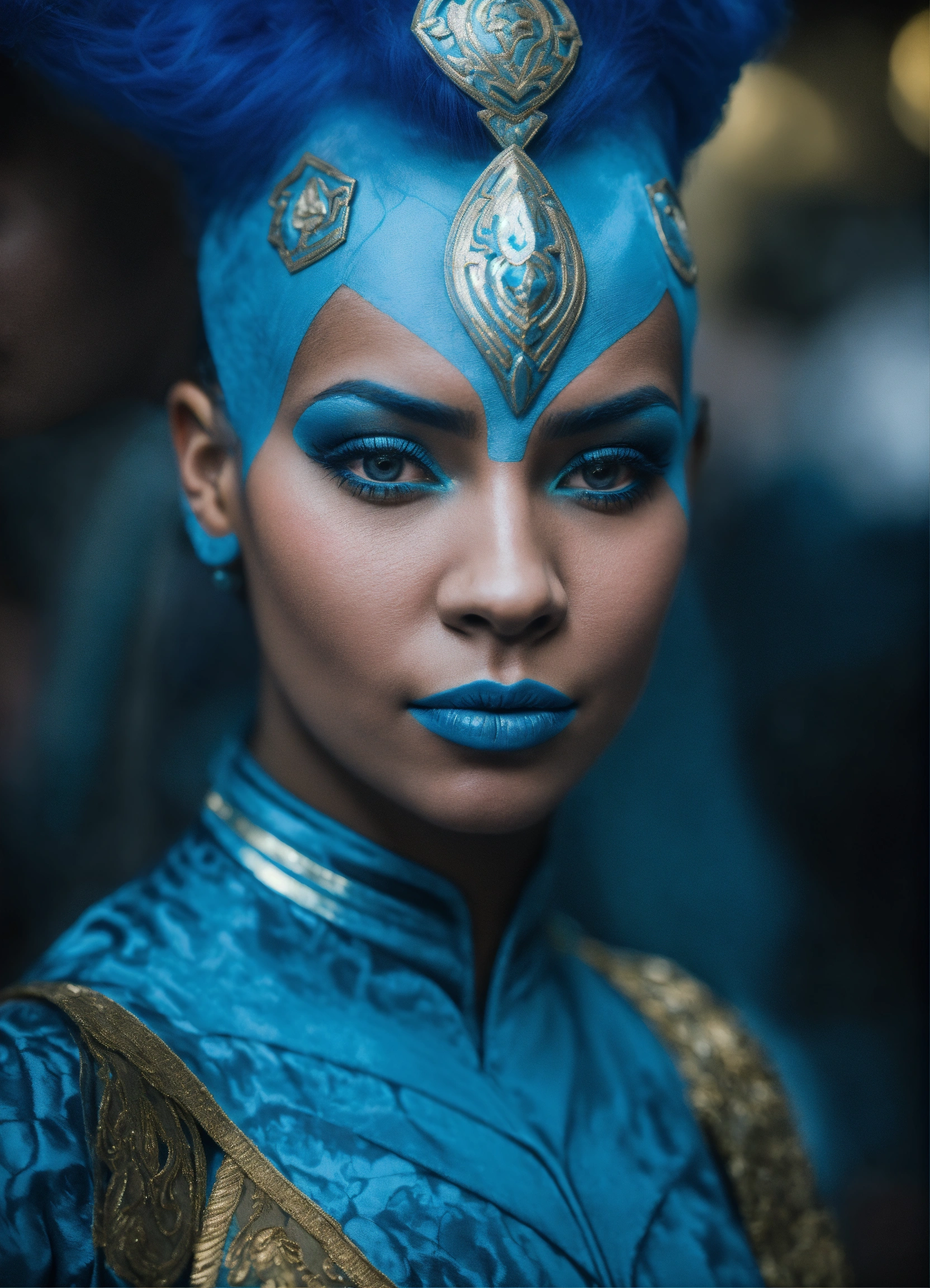 Lexica - Photo quality portrait of female andorian dancer with blue ...