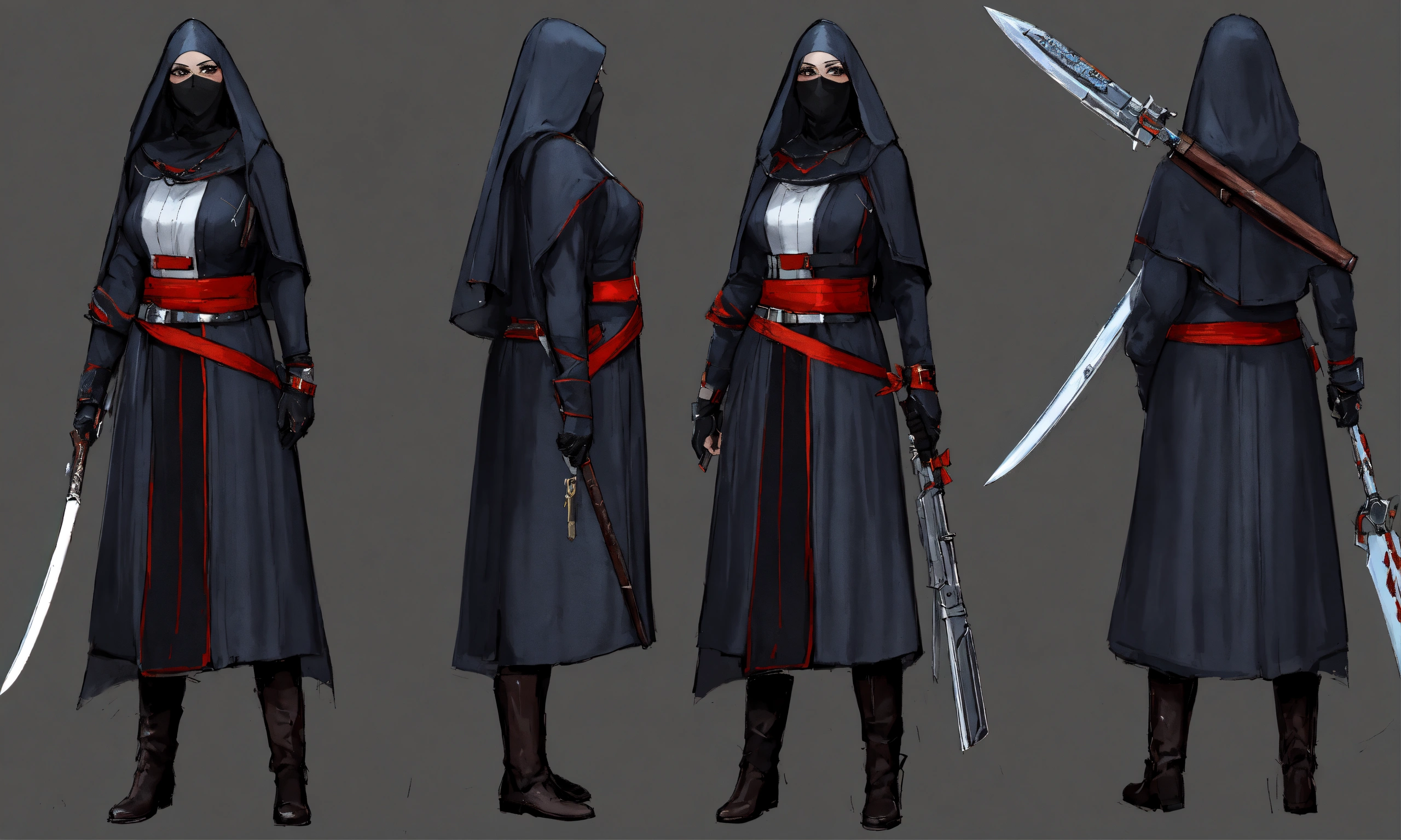 Lexica - Concept art of nun assassin,6 unique designs with unique ...
