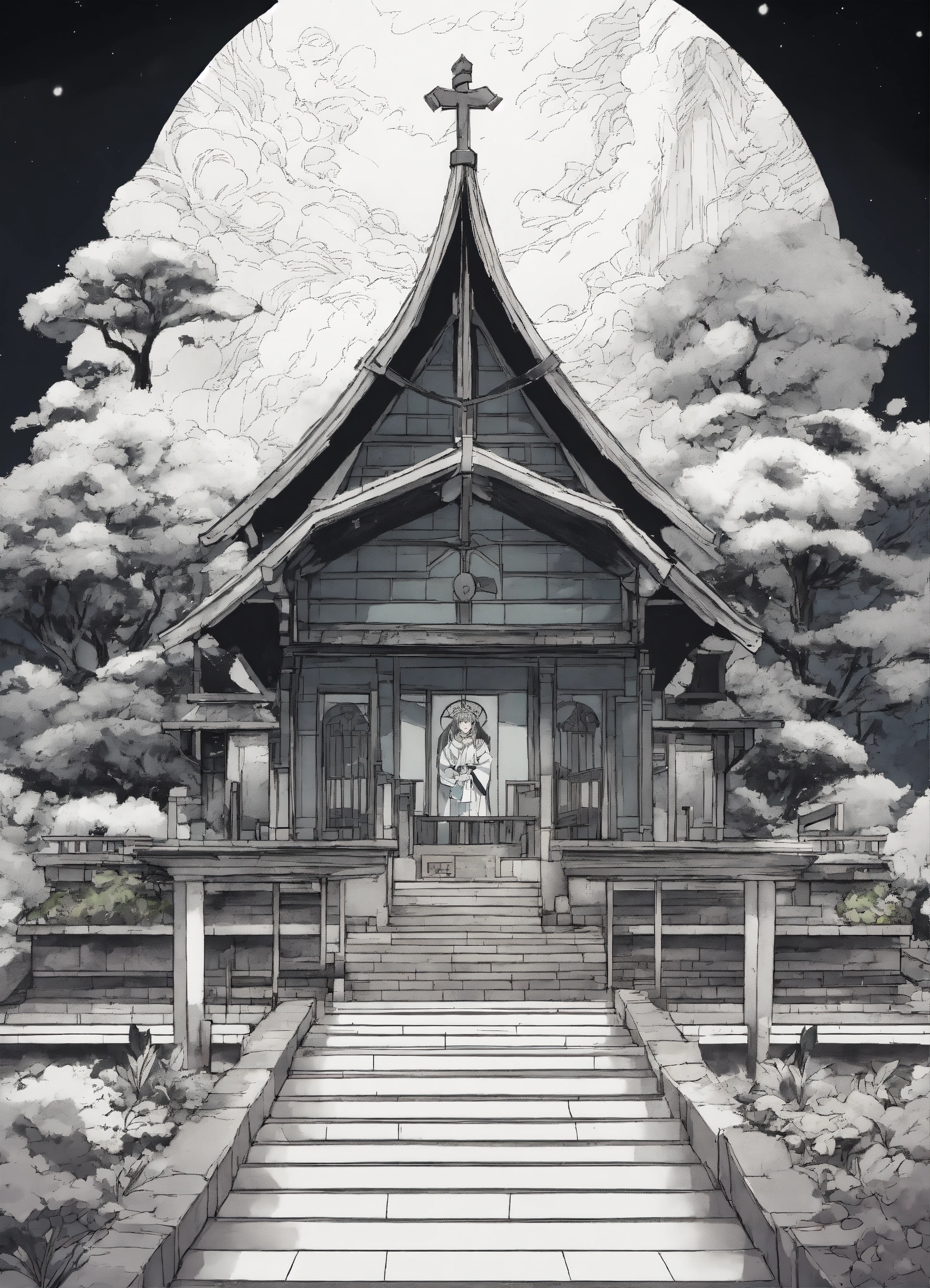 Lexica - Lettering SACRED, 2D manga anime style.