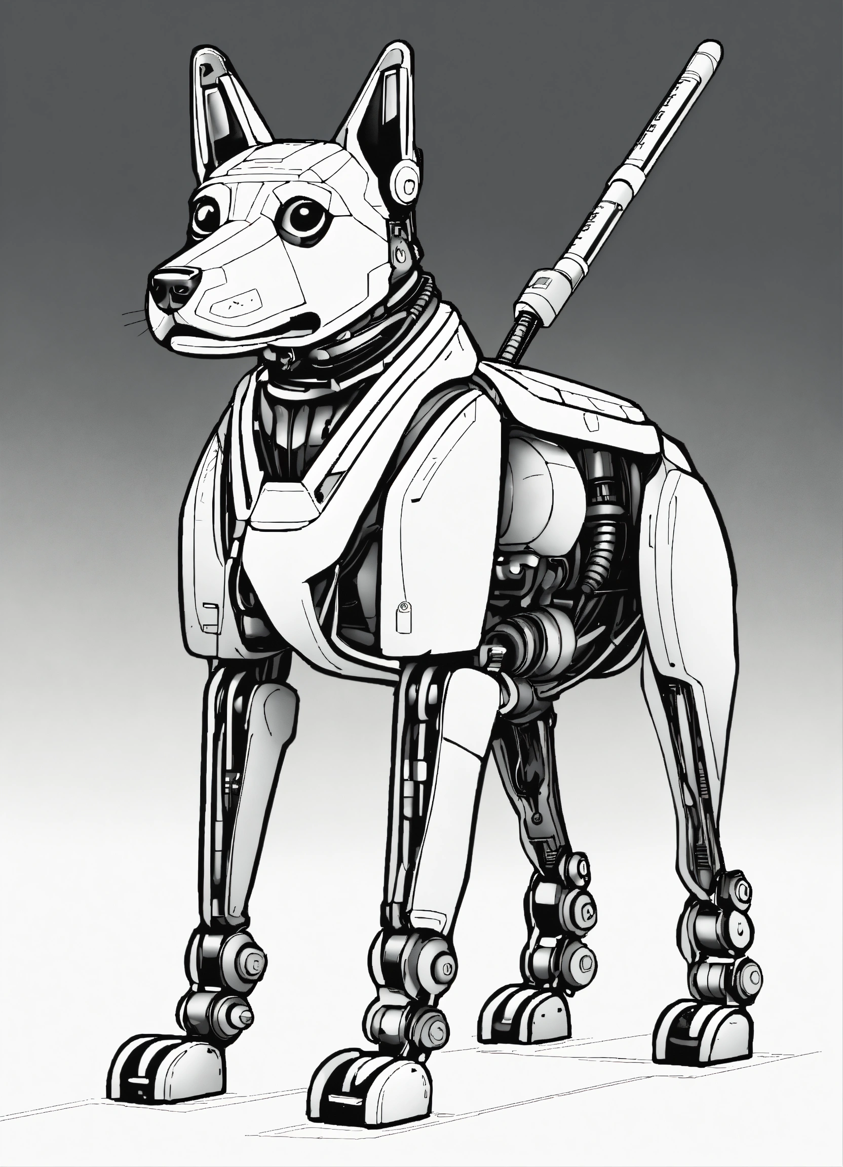 Lexica - Robotic dog, thik lines, black and white vector drawing ...