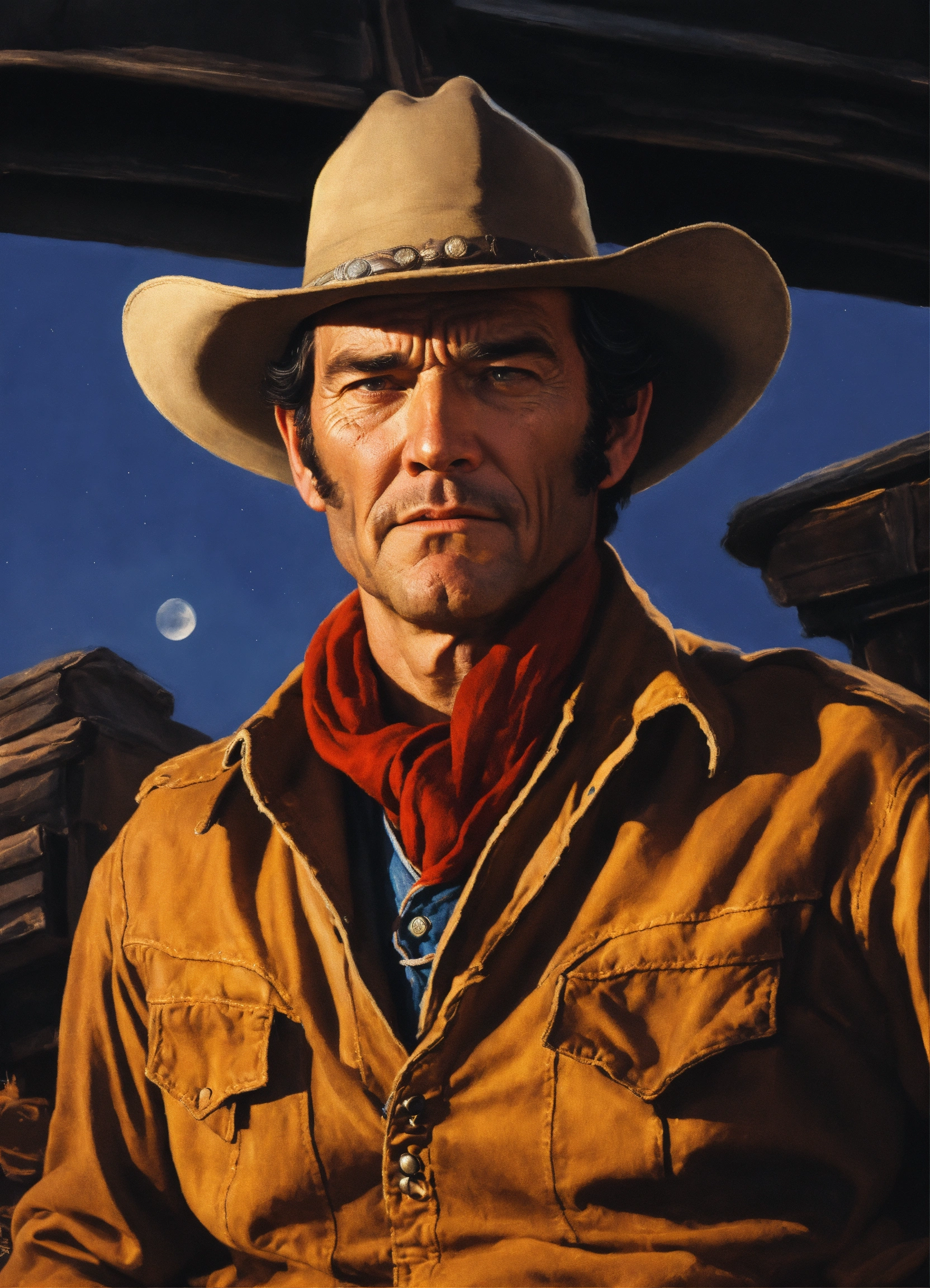 Lexica - Paint a vivid scene where the iconic cowboy, Tex Willer, now ...
