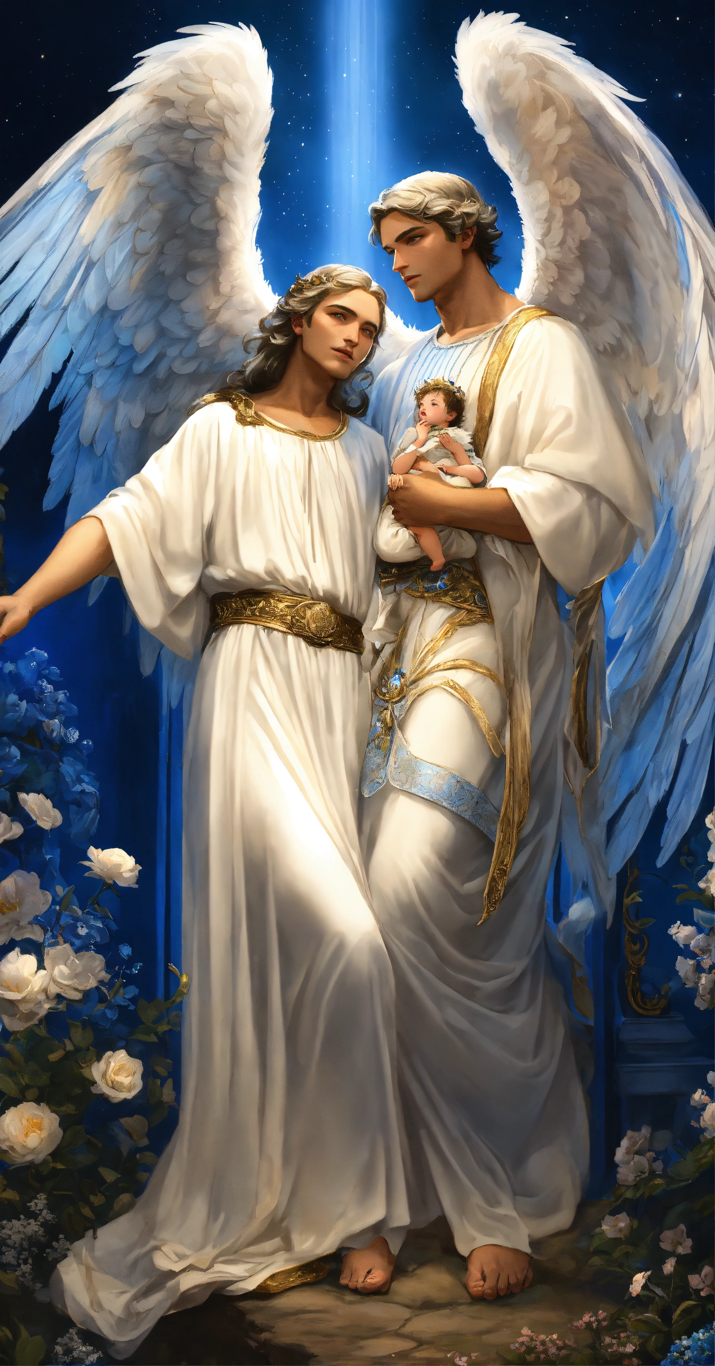Lexica - 2 male guardian angels with detailed and luminous blue angel ...