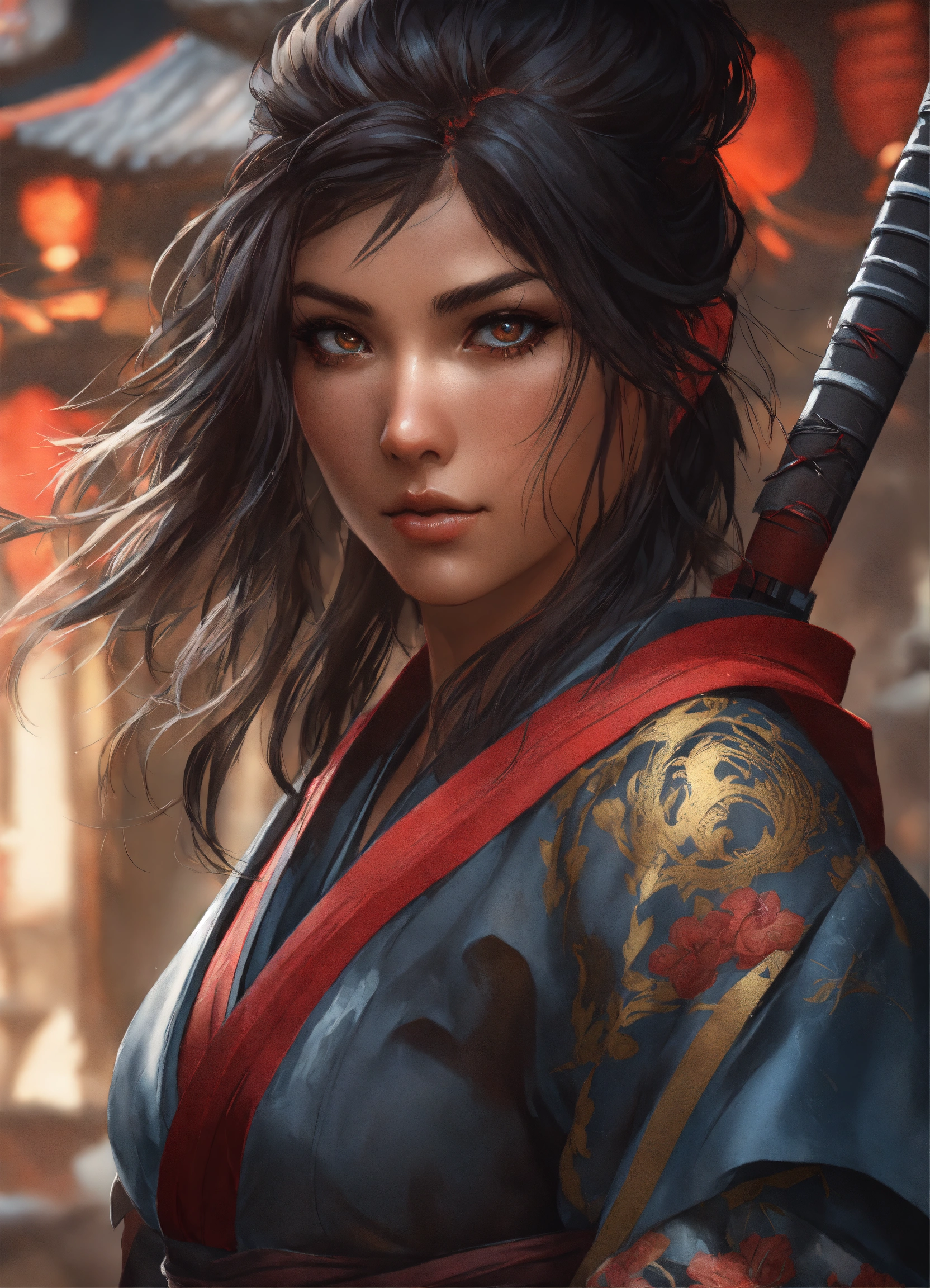 Lexica - "female ninja", heroine, katana, samurai, full body ...