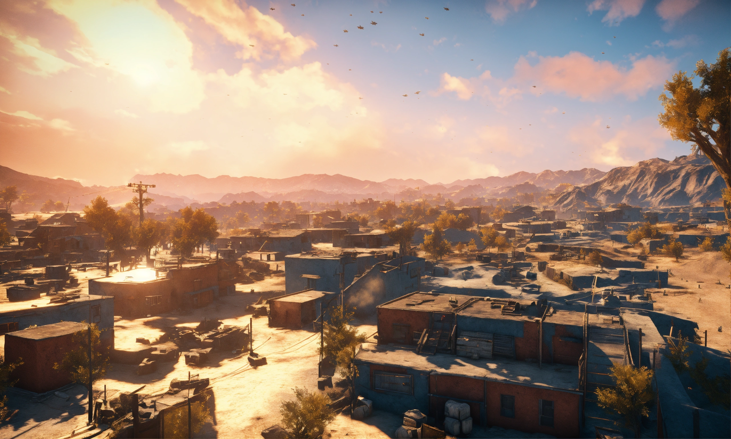 Lexica - Warzone call of duty map, blue sky, bright 4k