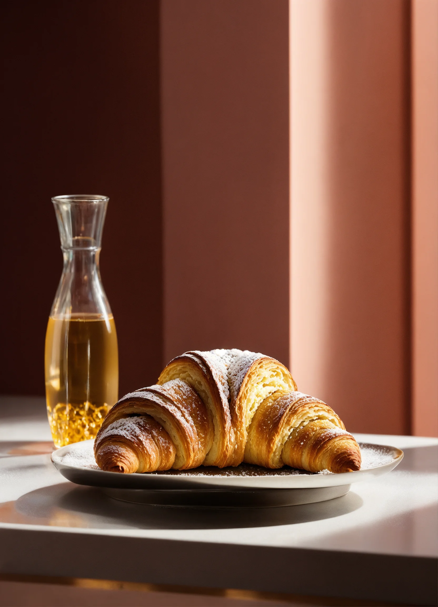 Lexica - Minimal, still, pastry butter croissant made out of glass with ...