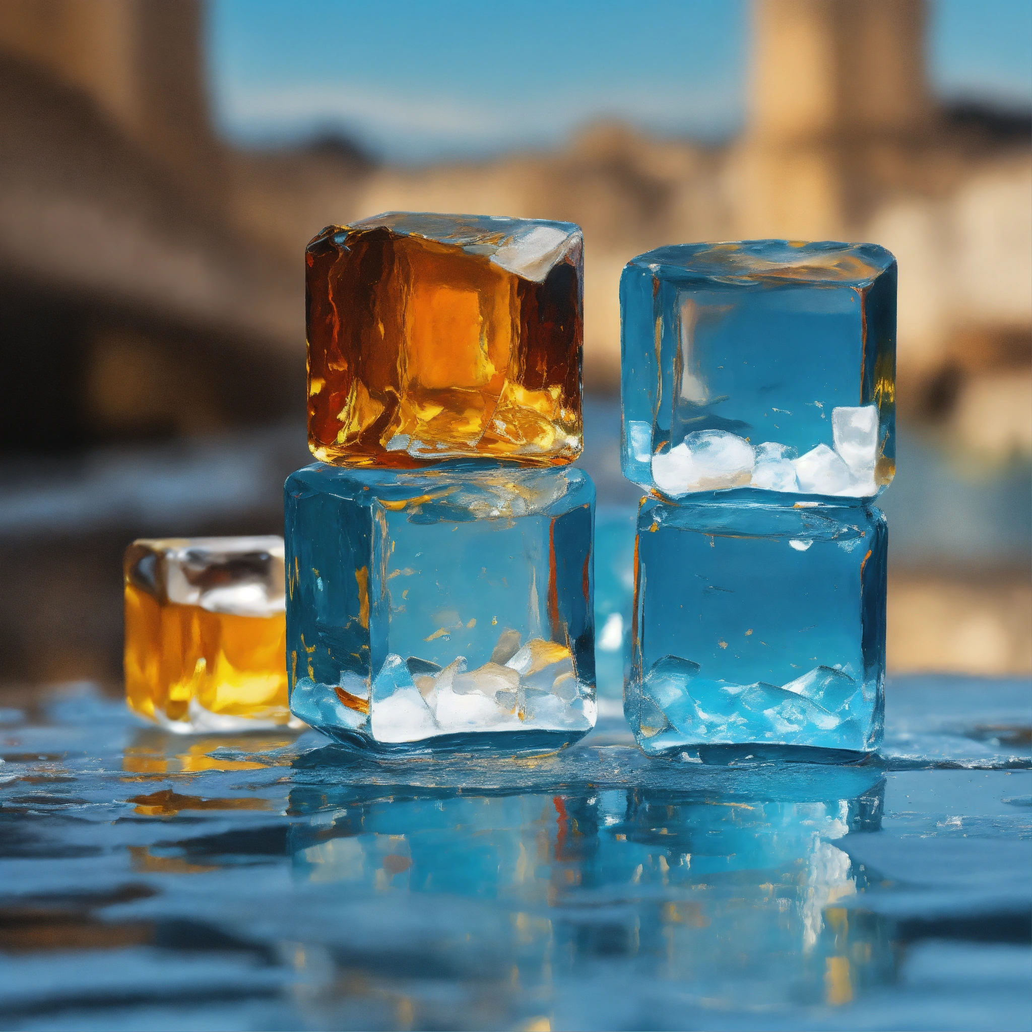Lexica - Ice cubes, oil painting, transparent, in style, generative art ...