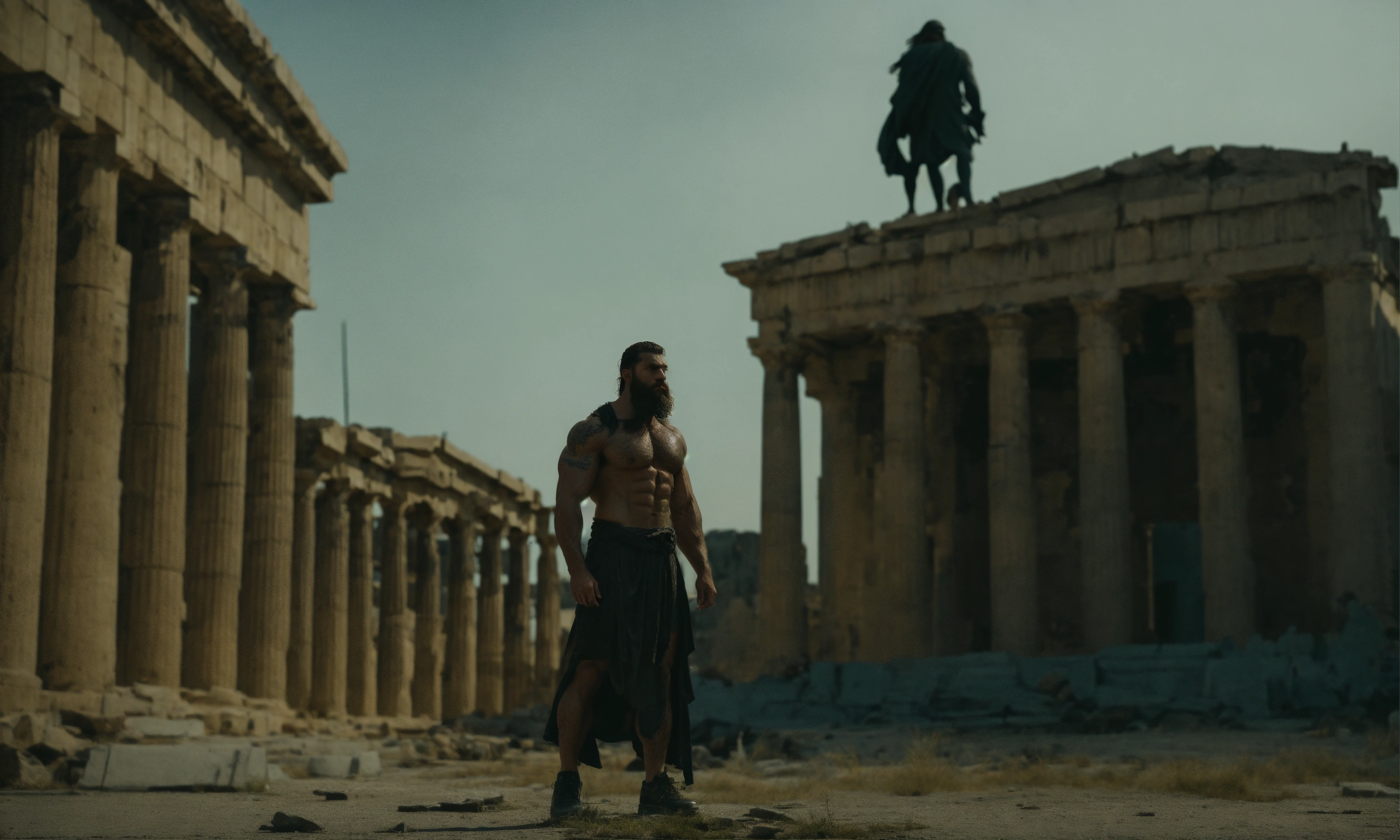 Lexica - A muscular statue of a strong Greek man with a beard and scars ...