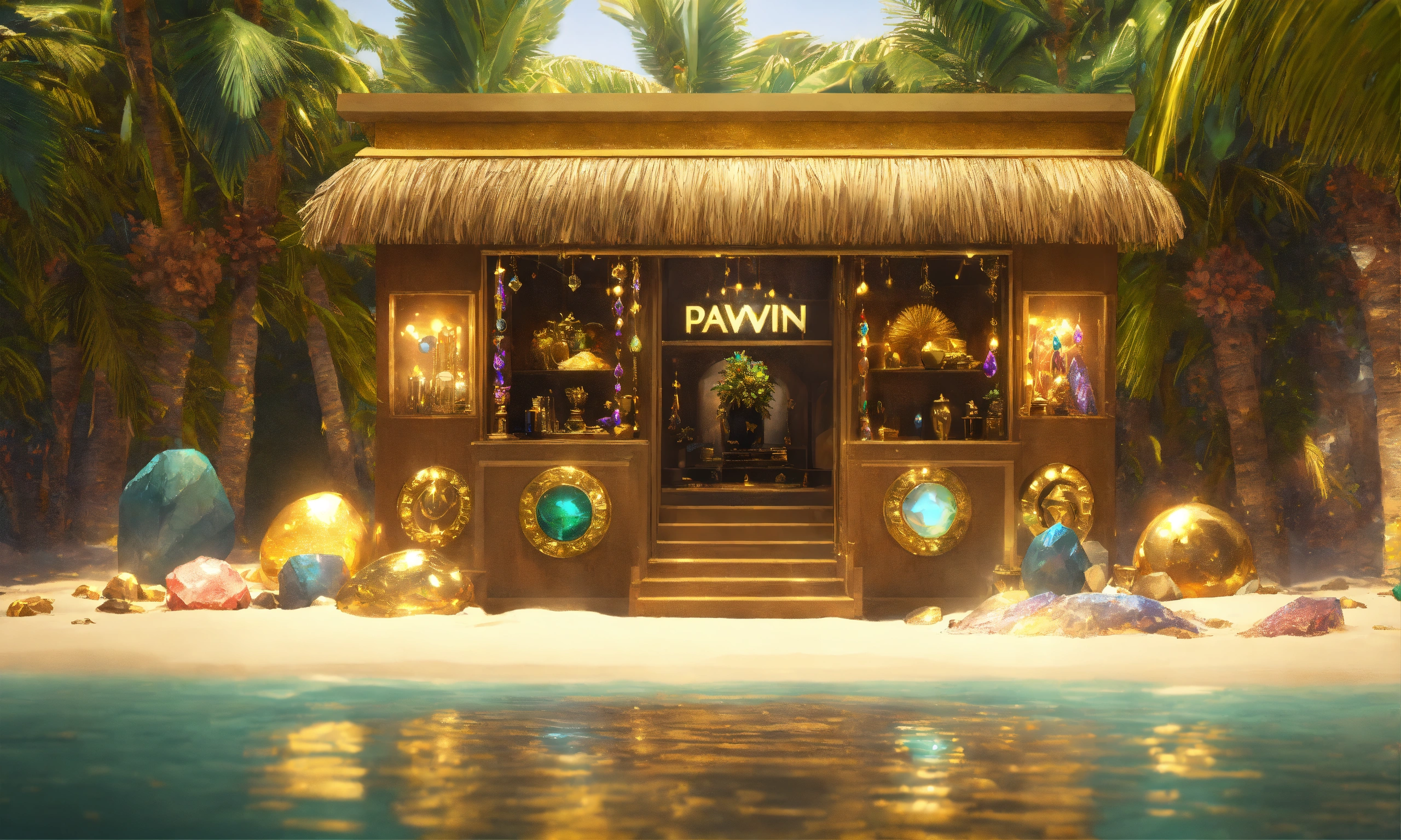 Lexica - Pawn shop LOGO , NFT Store on the beach , gemstones and ...