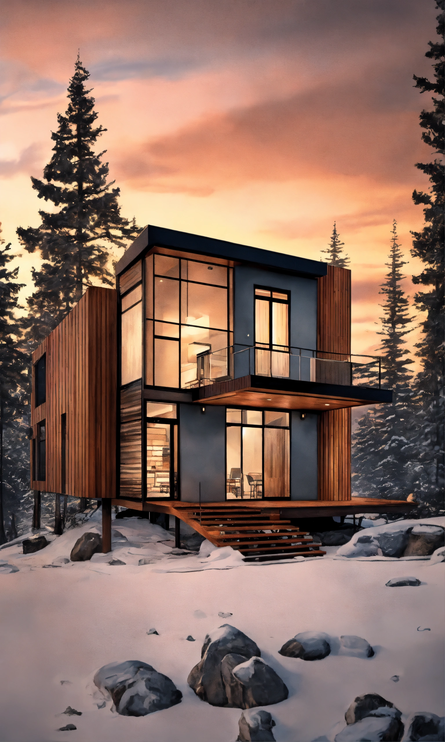 Lexica - Make a skatch of a modern house in alaska using pencil and paper