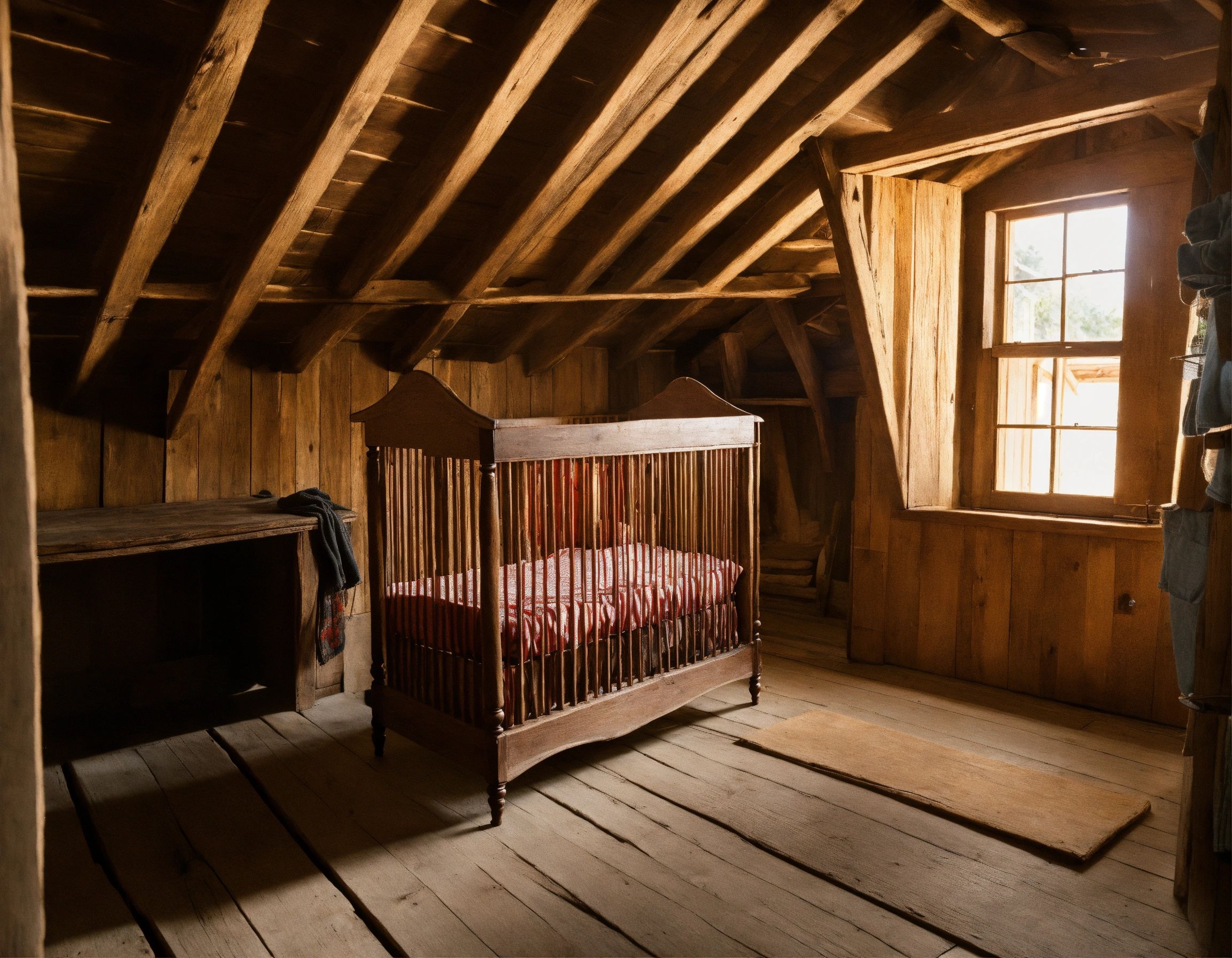 Lexica - An old wooden crib in an attic