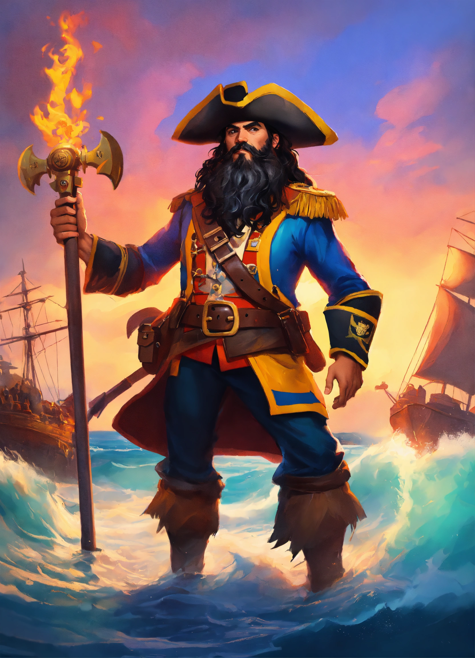 Lexica - Blackbeard, volumetric realistic cartoon oil paint, 2D ...