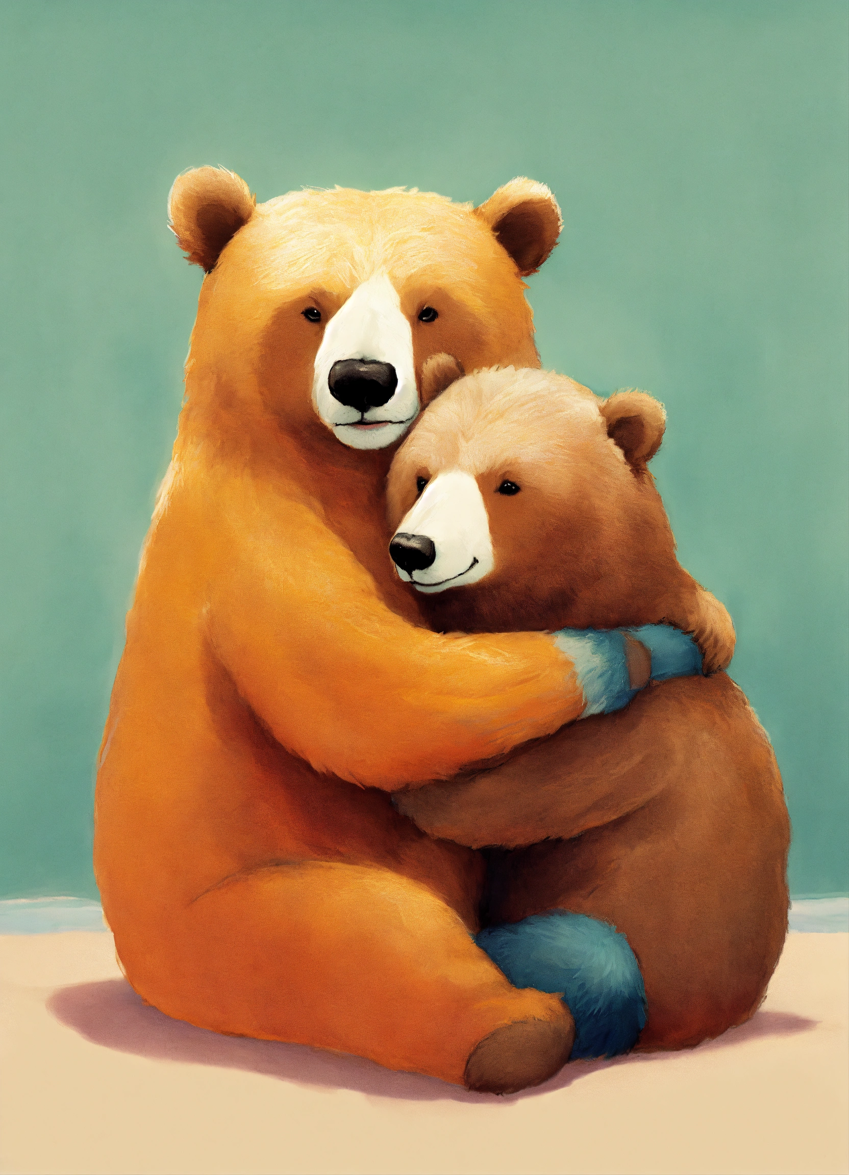 Lexica - Happy bears cuddling, cute critters, by oliver jeffers