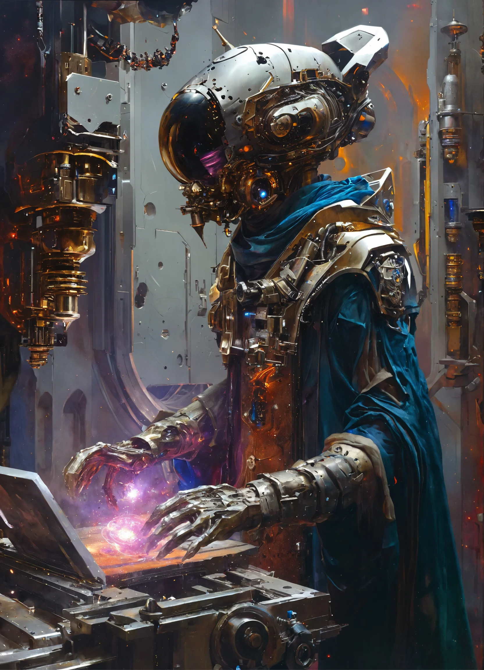 Lexica - Imagine a cosmic void warlock milling on a CNC machine with ...