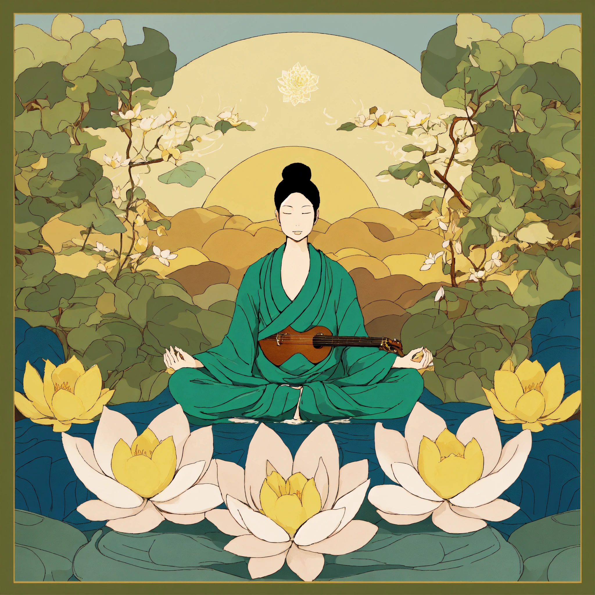 Lexica - A Japanese wave of zen with green vines with green heart ...