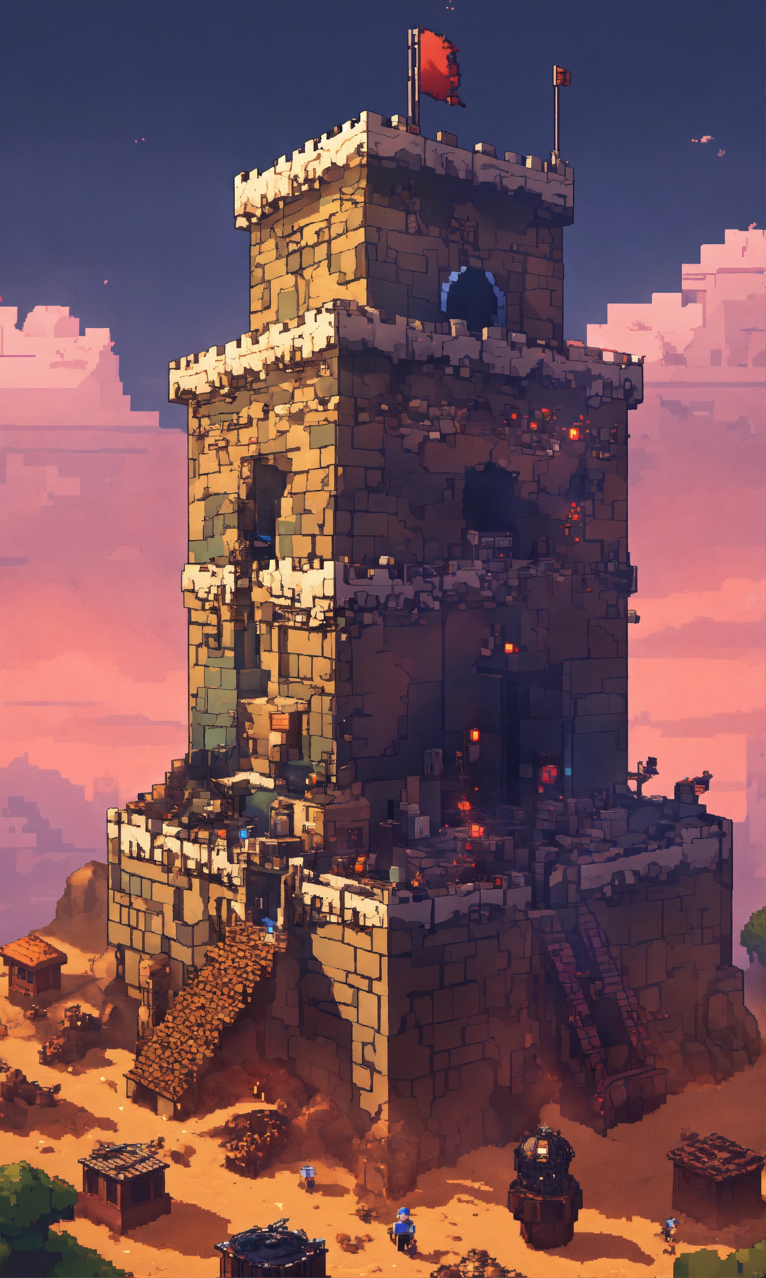 Lexica - Simple blocky pixel sprite image a tower under siege by AI ...