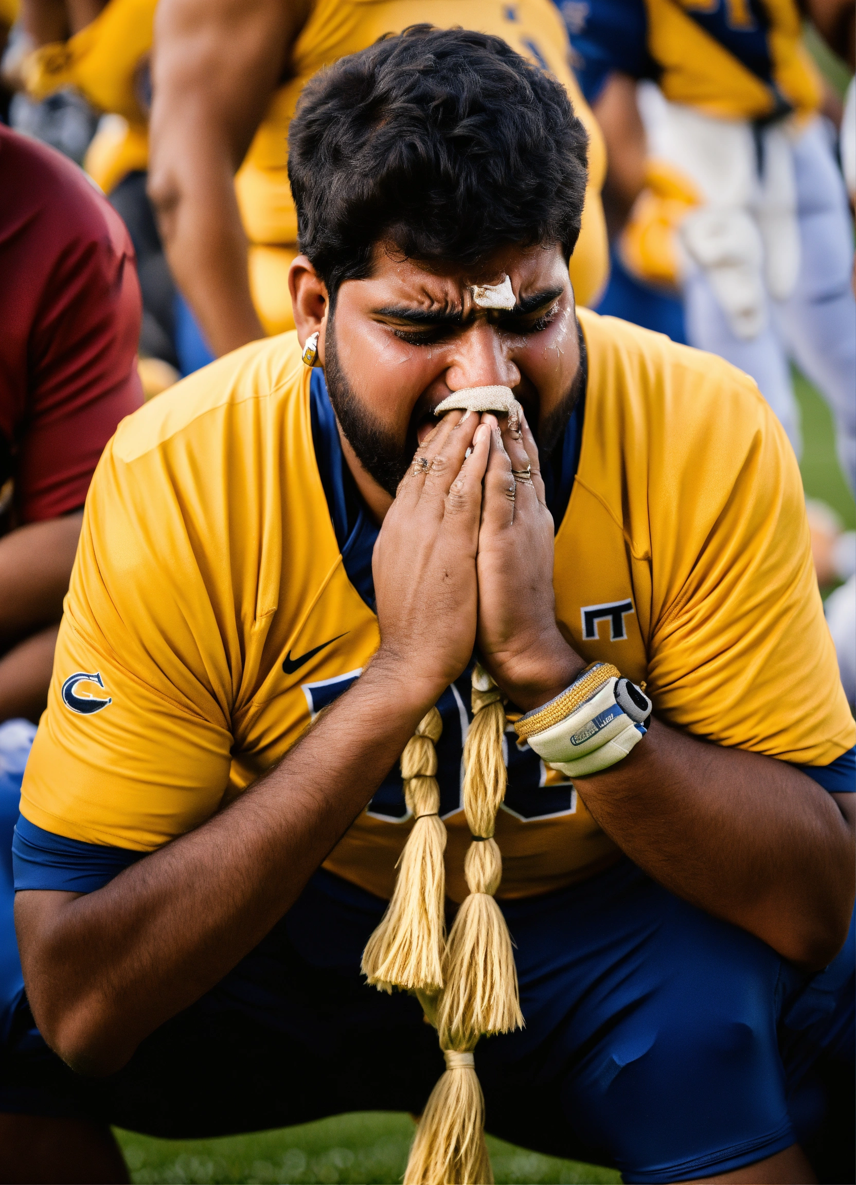 Lexica - Male indian college aged Georgia Tech football fan crying