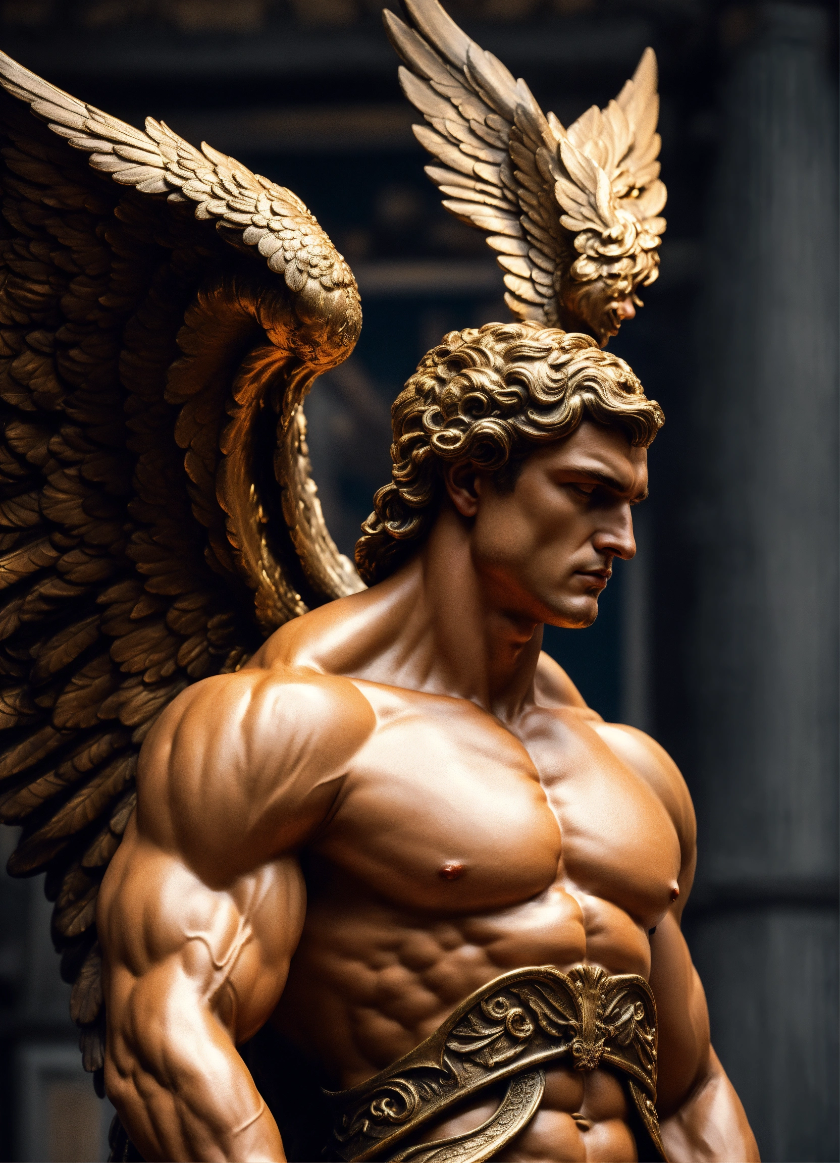 Lexica - Evgeniy Prigozhin as greek statue of demon with wings and very ...