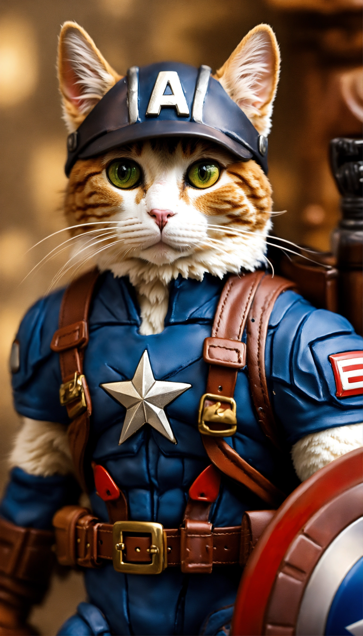 Lexica - Captain america themed Cute cat, cat adventurer figure ...