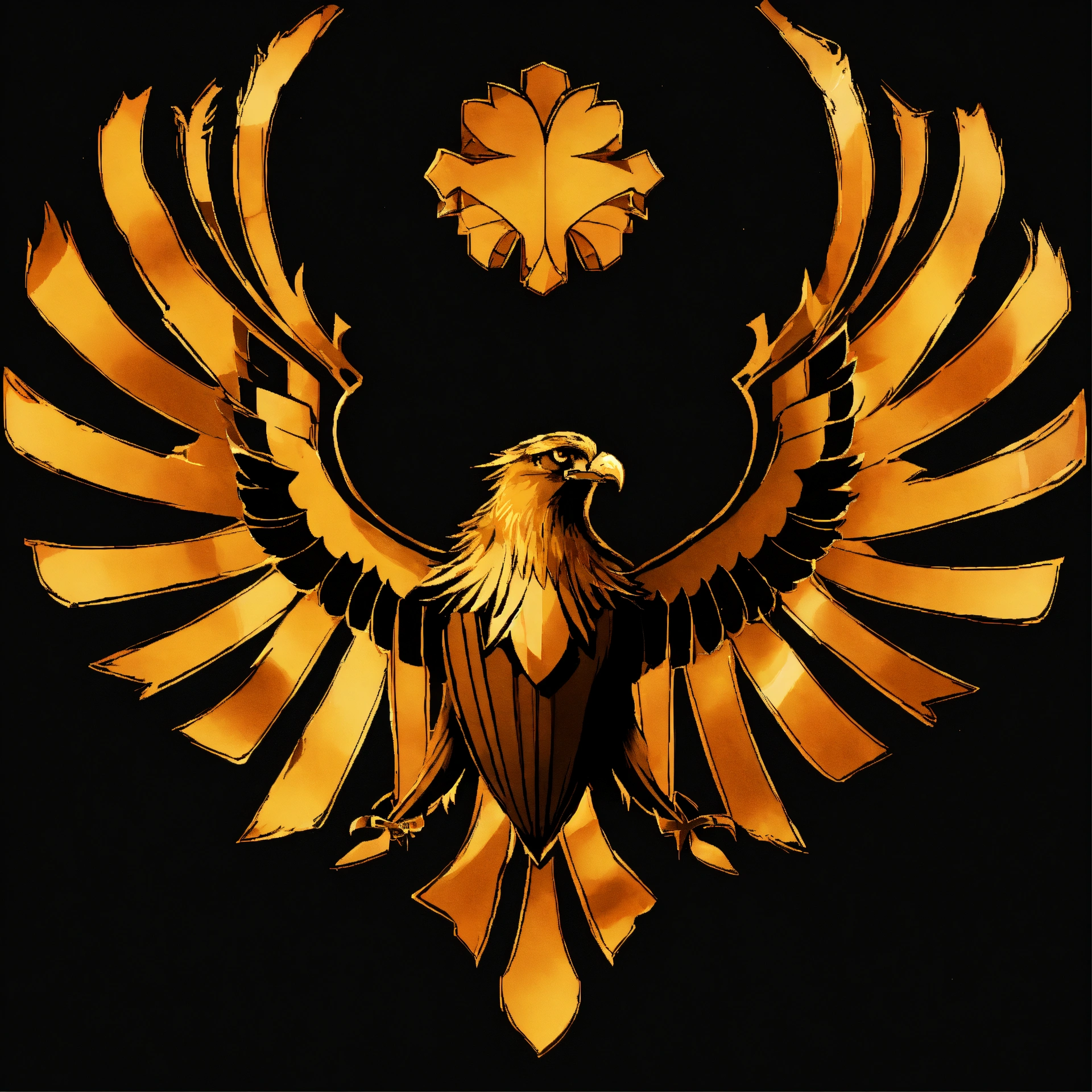 Lexica - Epic golden eagle crest simple 2D style