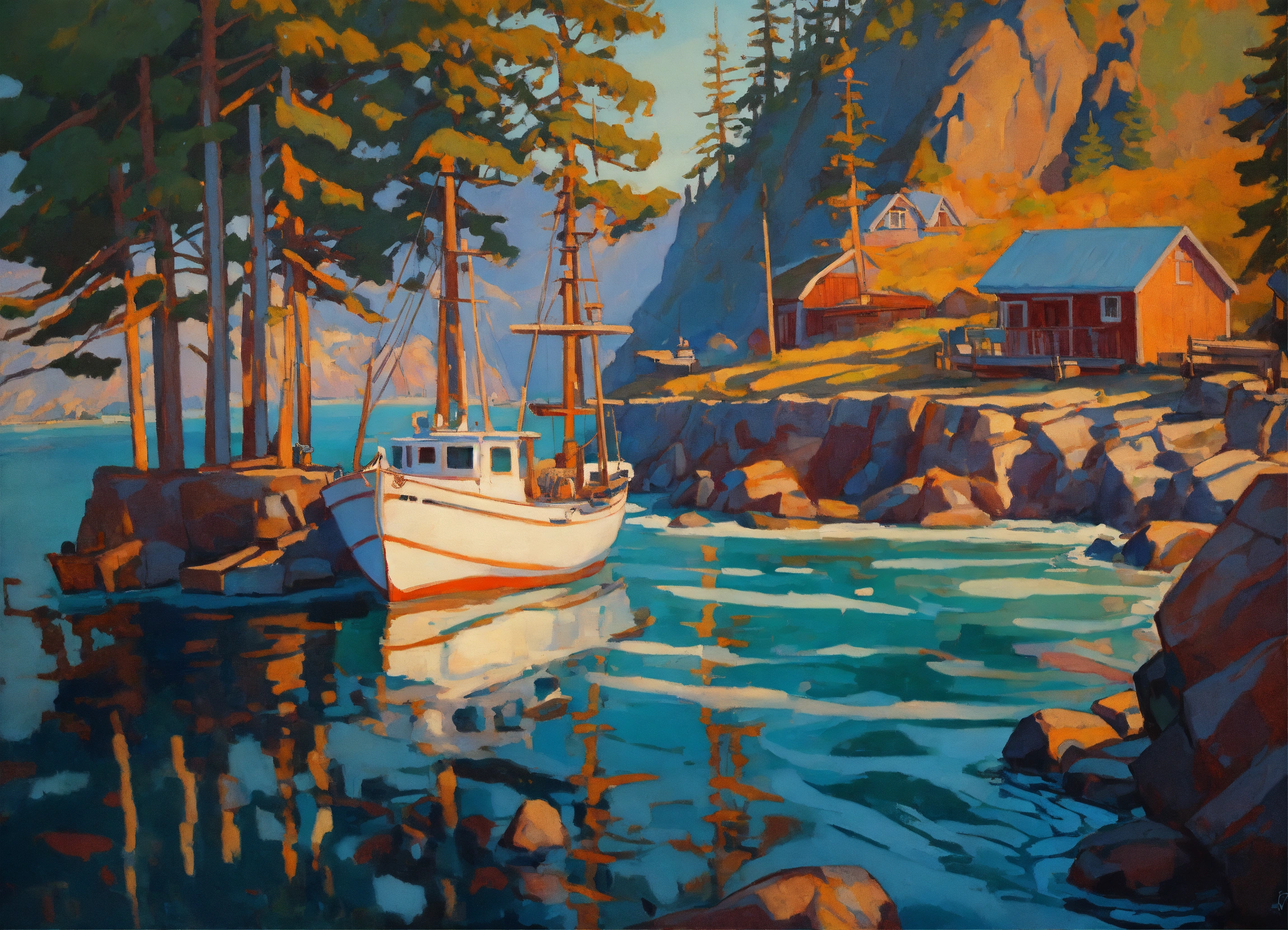 Lexica - Ocean, seashore, gaspé cliff, labrador landscape, rpg style ...