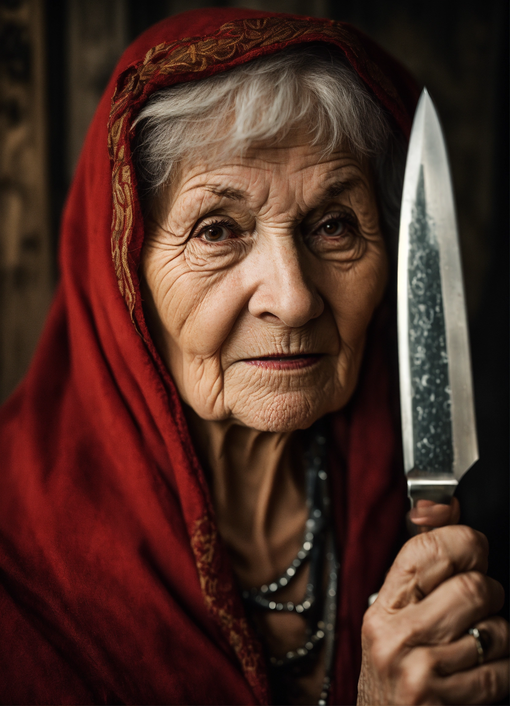 Lexica - An old woman in her 60s of European appearance with a devious ...