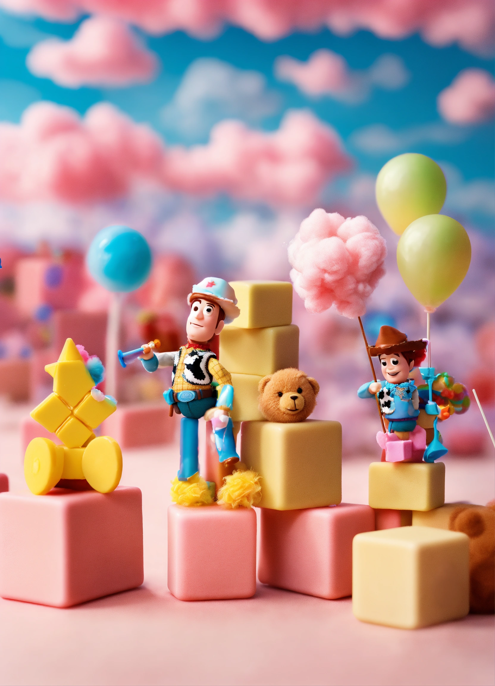 Lexica - Toy soldiers and teddy bears celebrating, pastel toy blocks ...