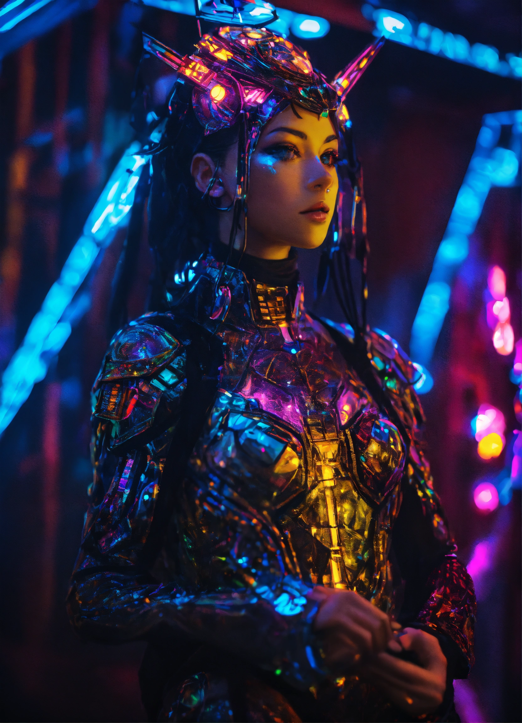 Lexica - Futuristic Cosplayer of topaz and shimmer black neon light ...