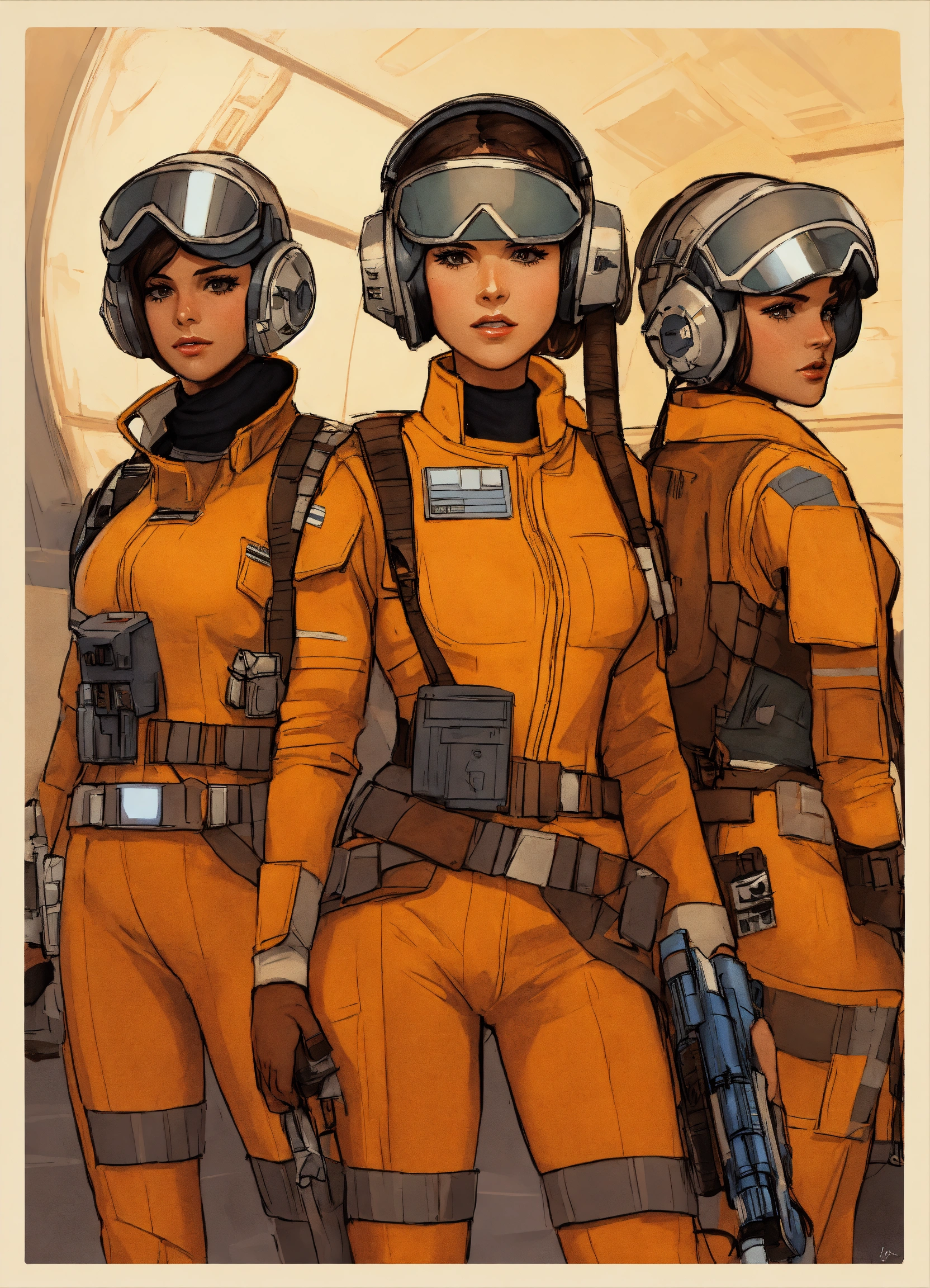 Lexica - Character design of several Star Wars female Rebel pilots.