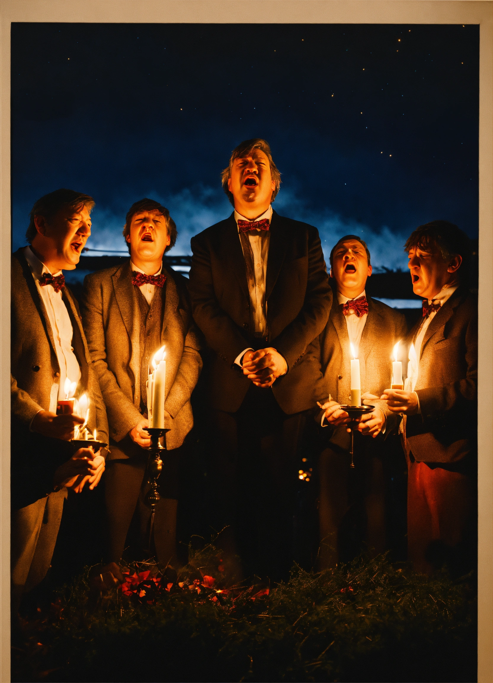 Lexica - Cinematic Portrait of Stephen fry and dozens of his Identical ...