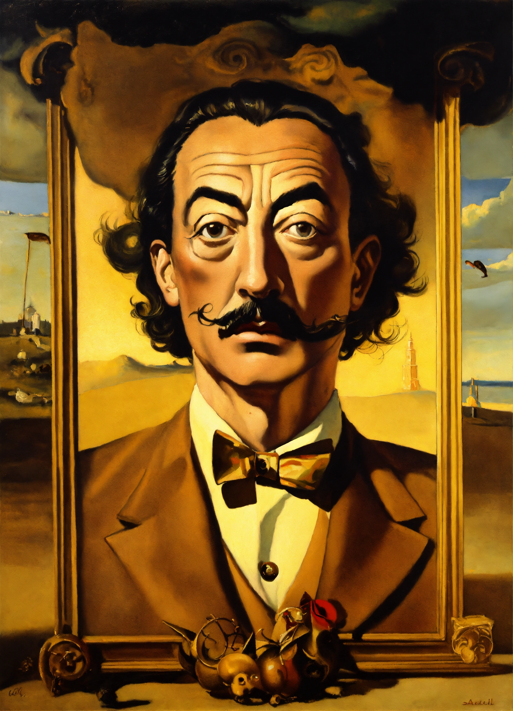 Lexica - Oil painting, self portrait of Salvador dali by Salvador dali