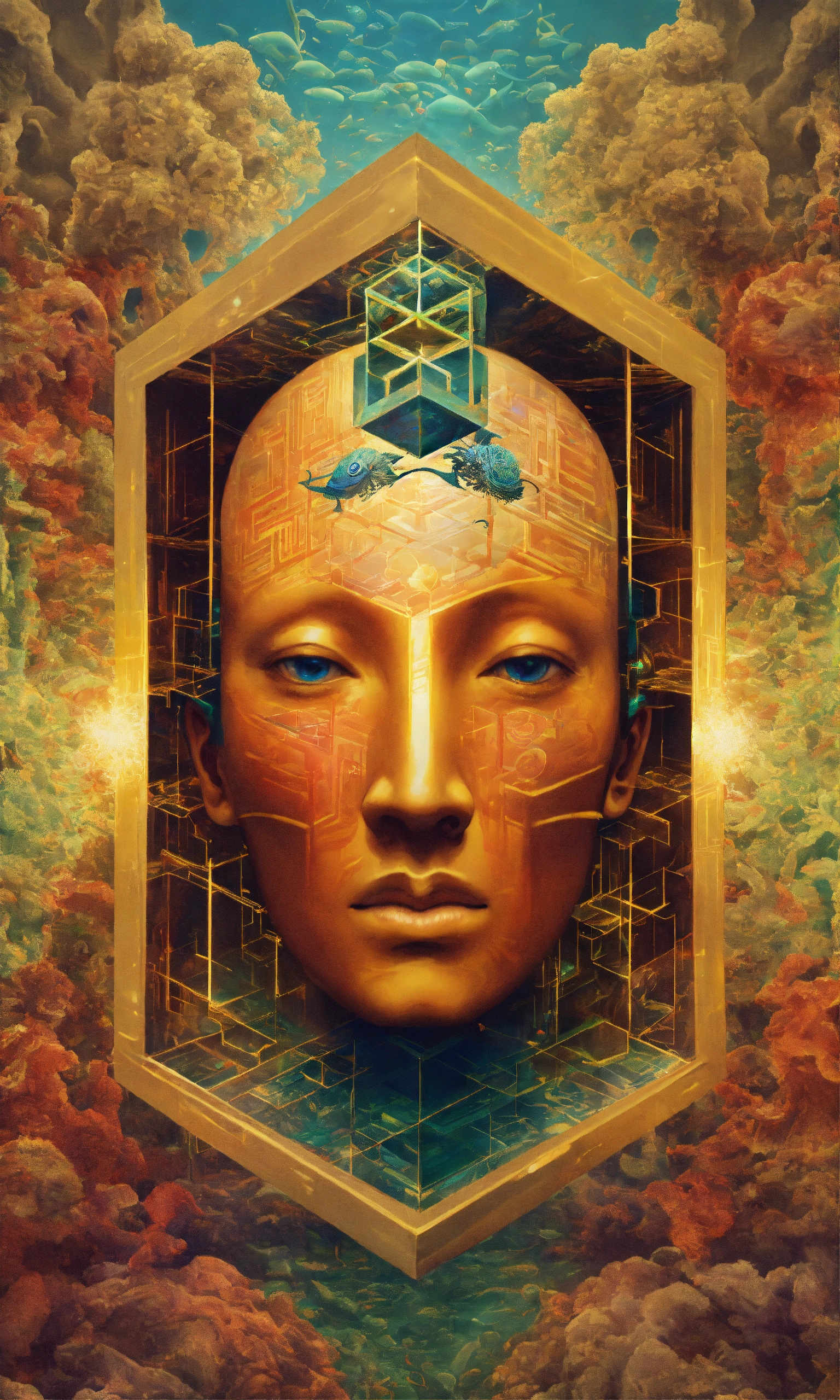 Lexica - Taoist monk tesseract body fractal three point perspective ...