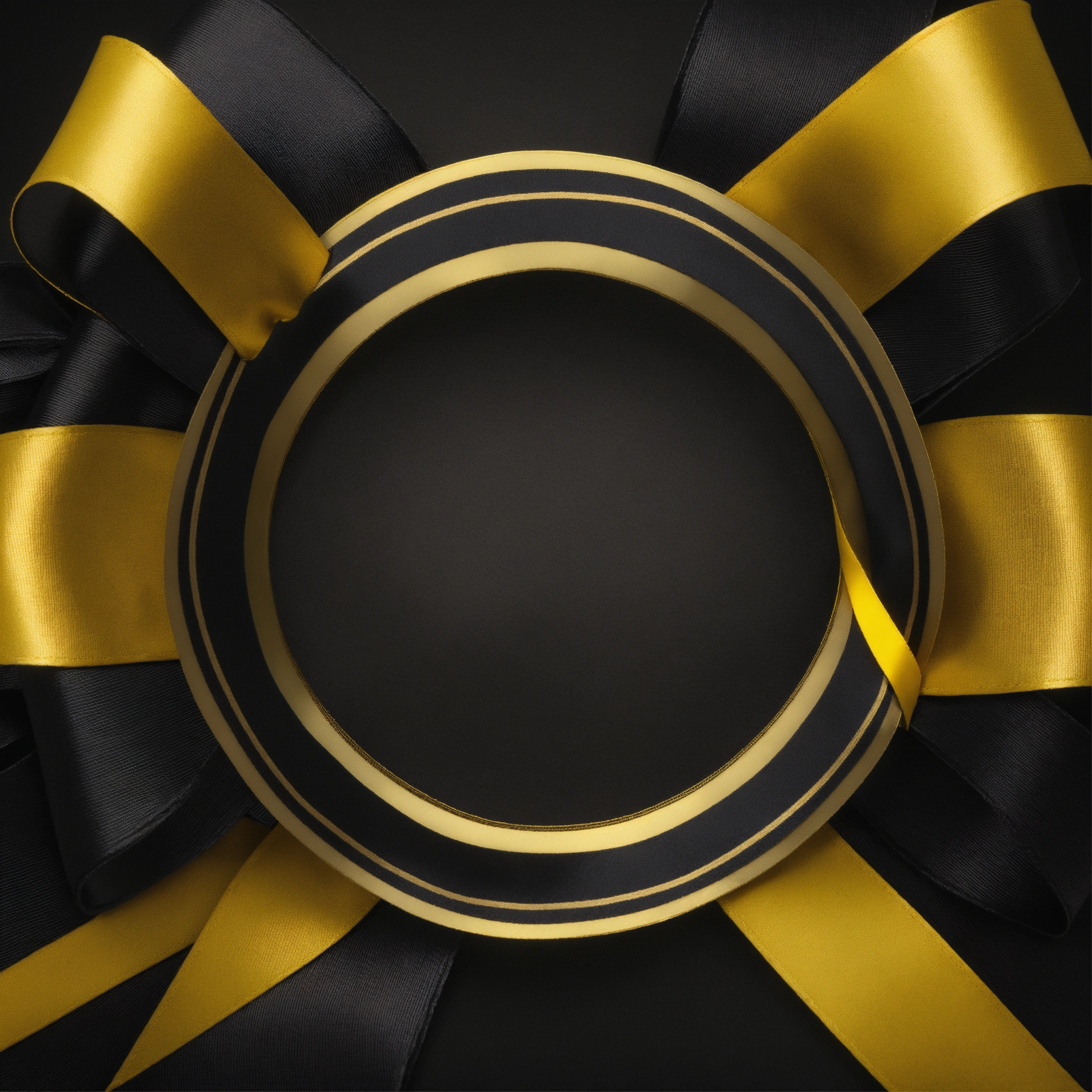 Lexica - Yellow and black ribbon bow. black background