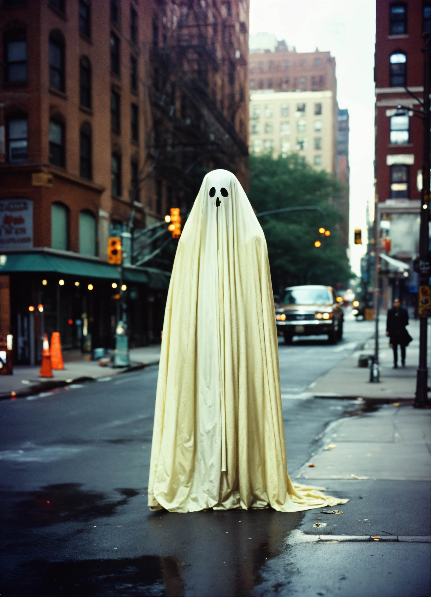Lexica - Very creepy realistic ghost floating in the street, new york ...