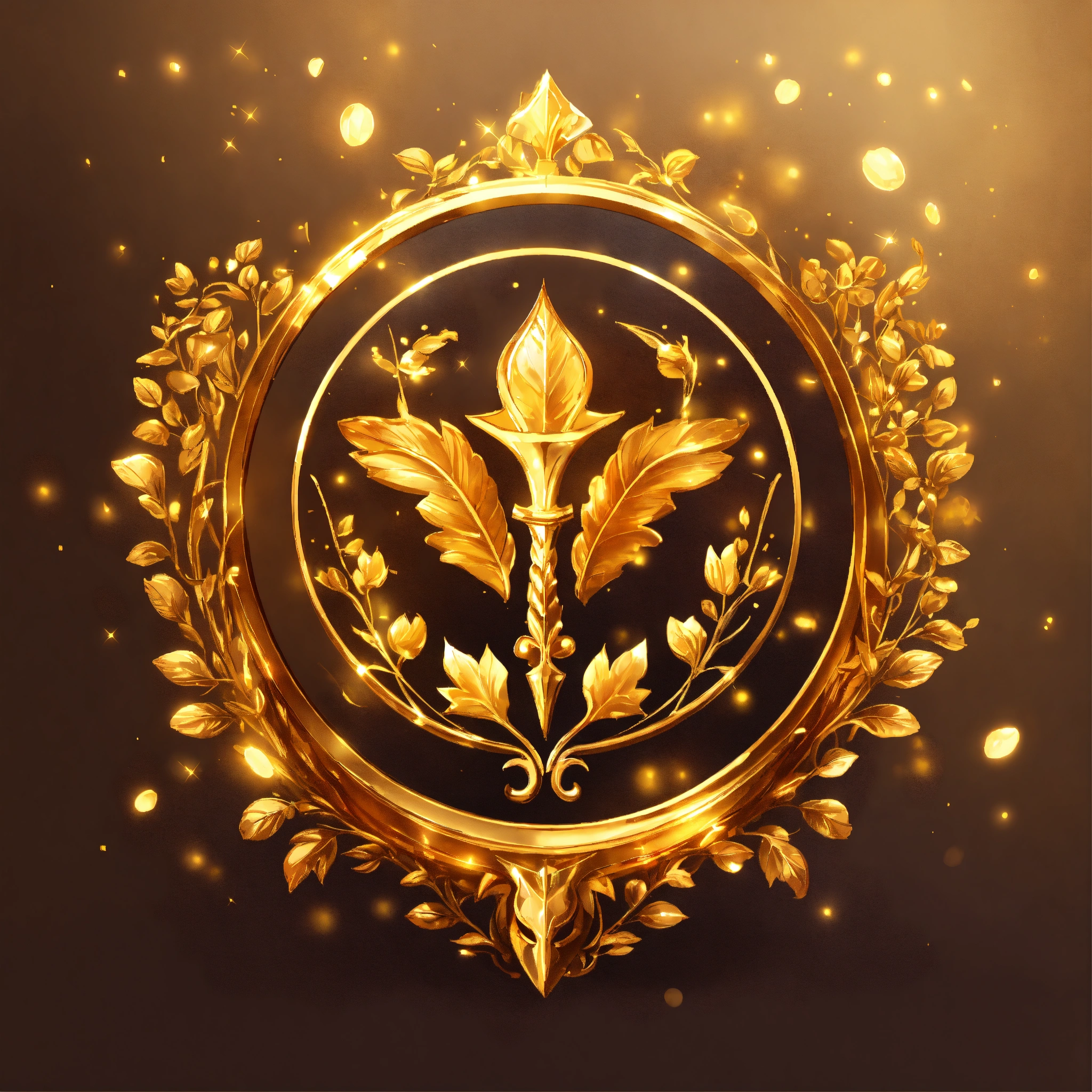 Lexica - Golden enchanted emblem logo design, transparent background ...