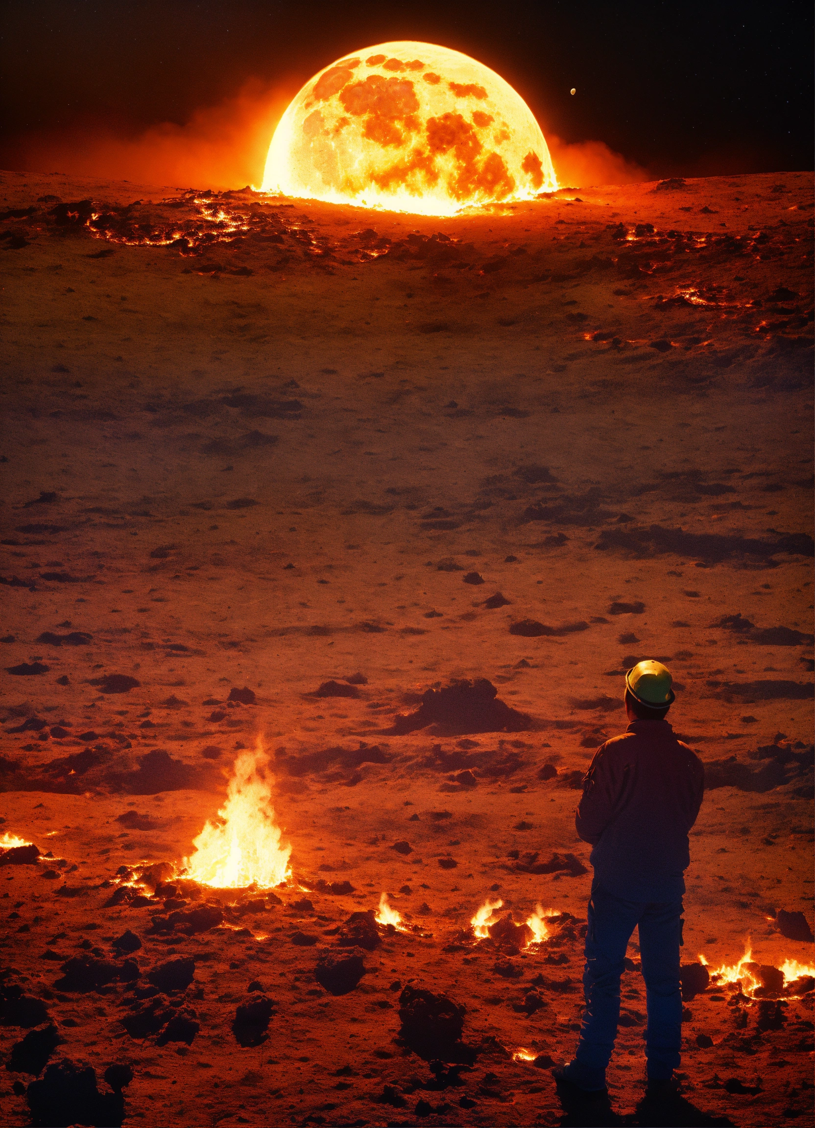 Lexica - A man on the moon watching the earth burn