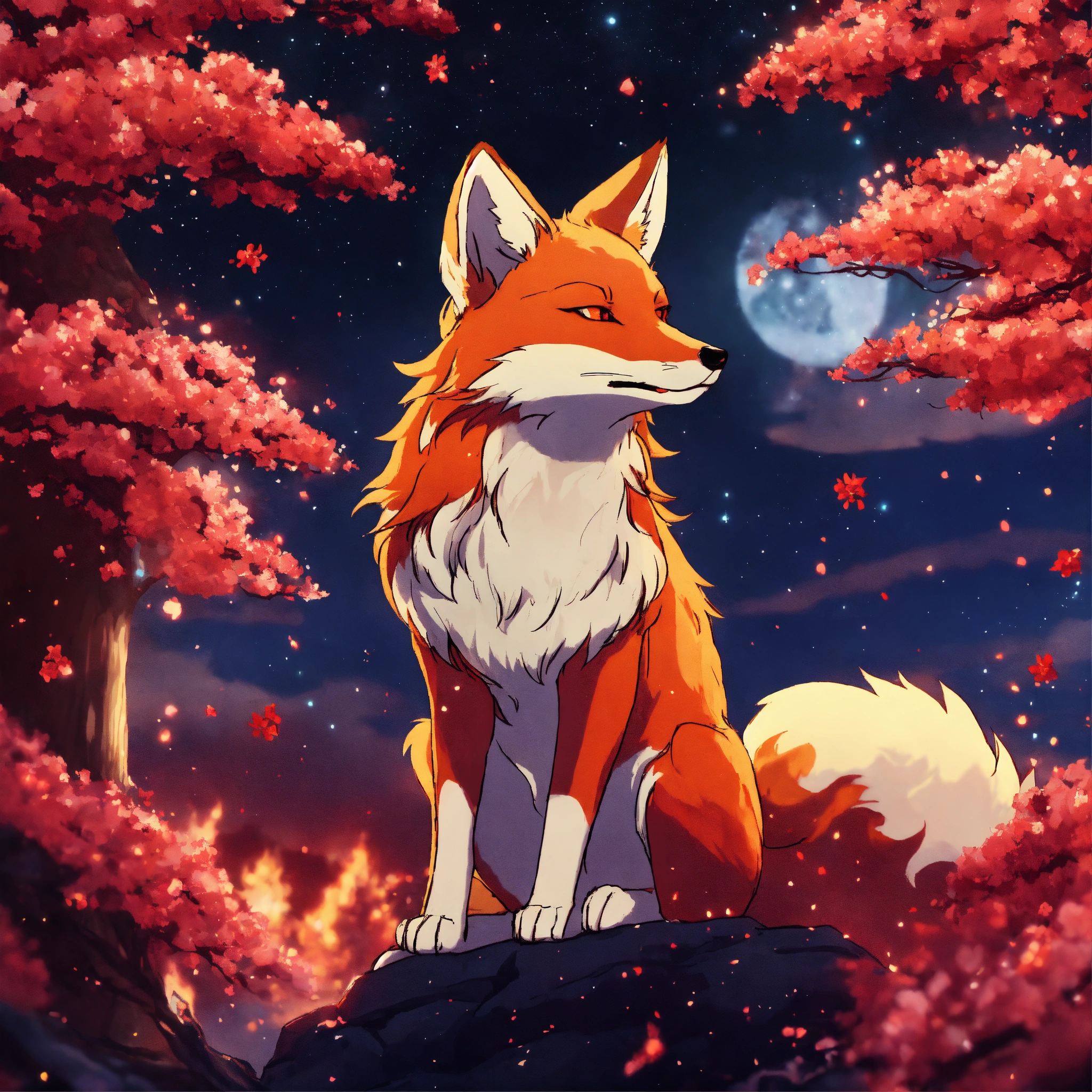 Lexica - Evil looking kitsune fox with flames coming out of it ...