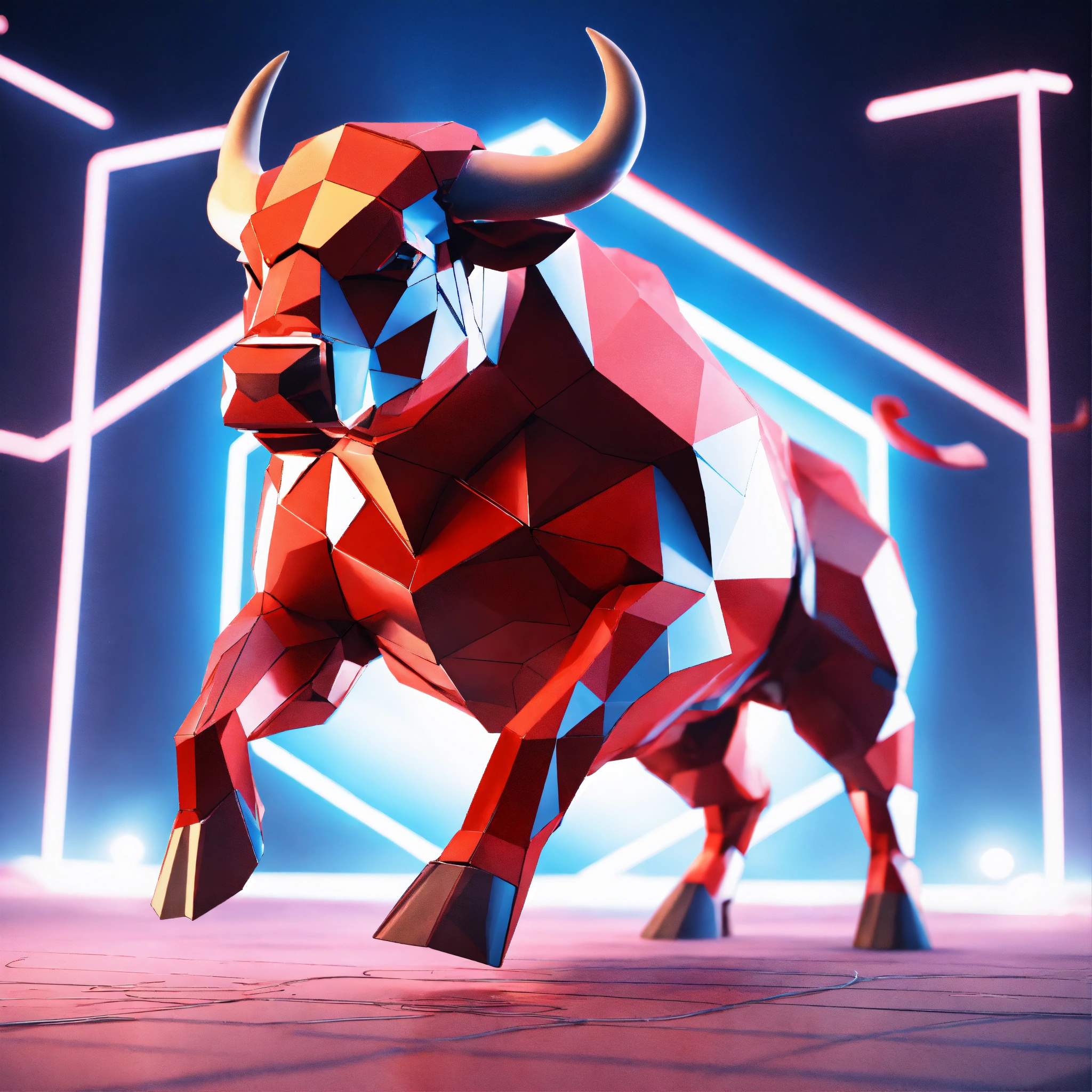 Lexica - Geometric aggressive bull muscular charging, geometric shapes ...