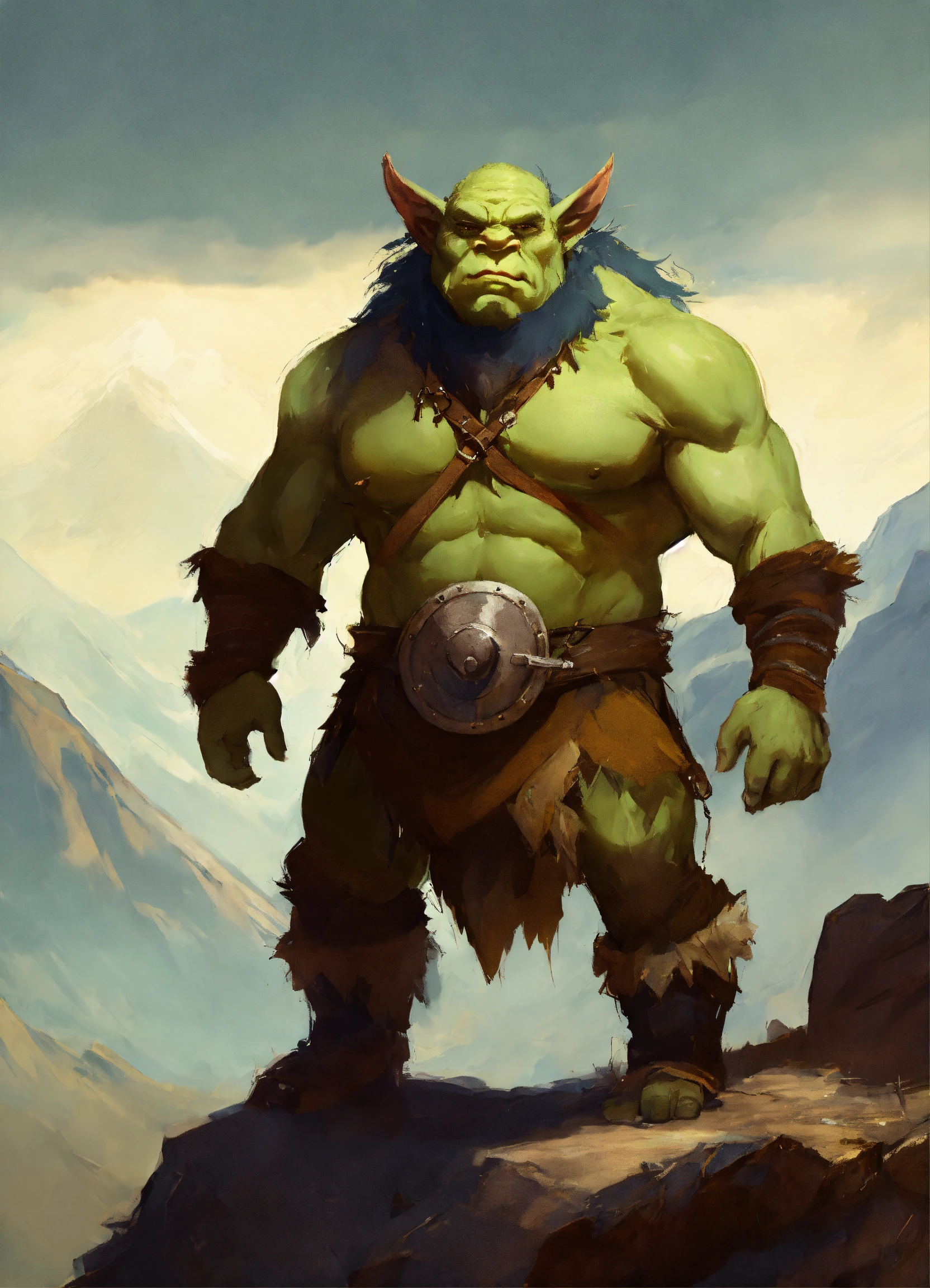 Lexica - An ogre with pale skin in a mountain, concept art
