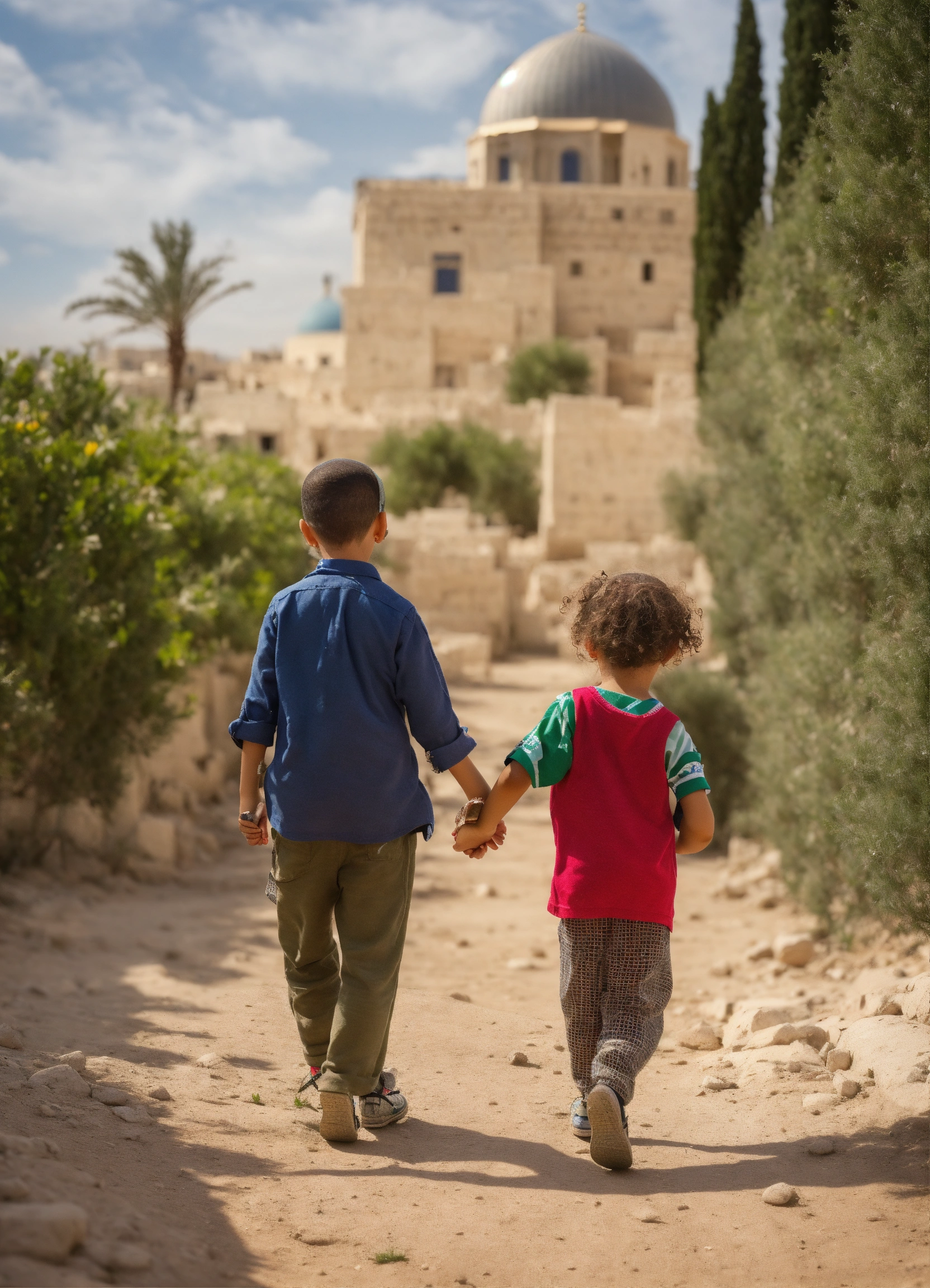 Lexica - Jewish and palestine children holding hands
