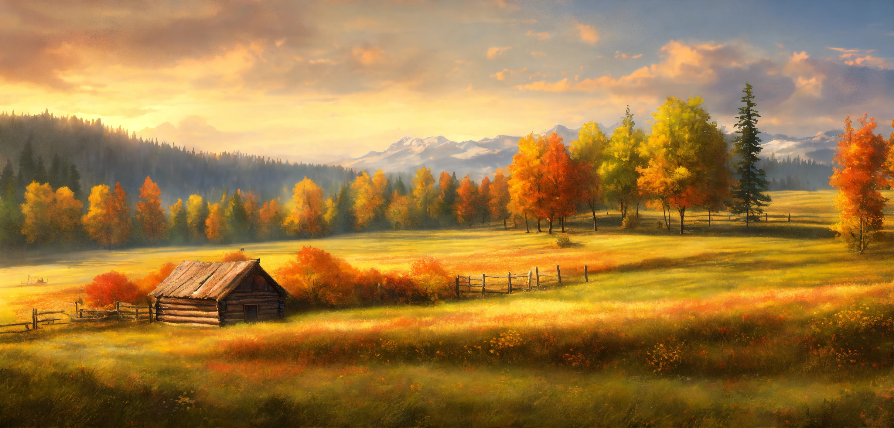 Lexica - A serene fall meadow landscape in the daytime. high-definition ...