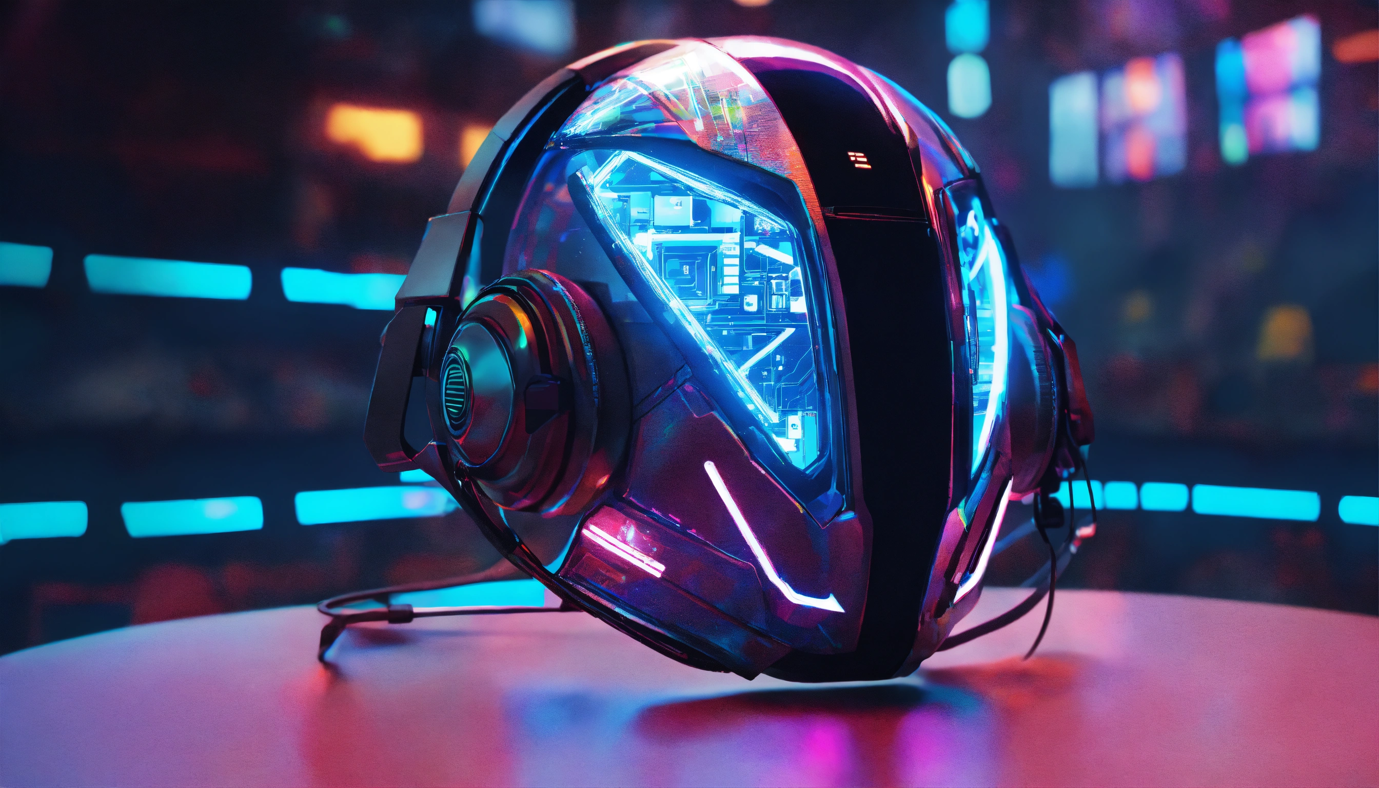 Lexica - Holographic cybernetic headset, zoom out, cyberpunk style ...