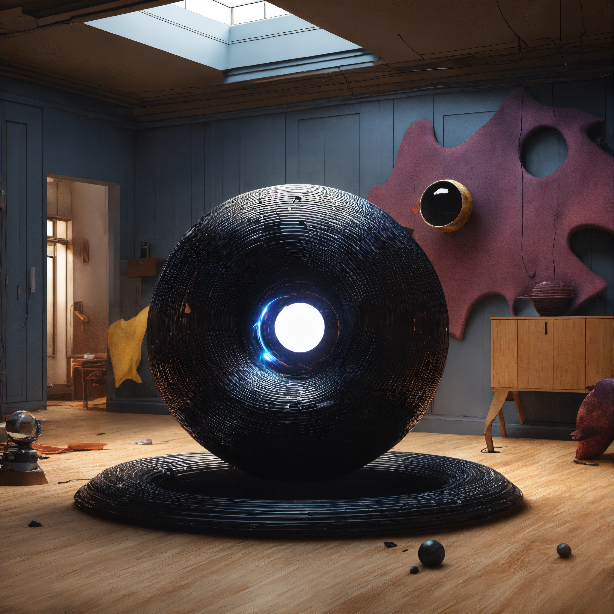 Lexica - 3d Digital art Black hole holding strange alien object odd ...